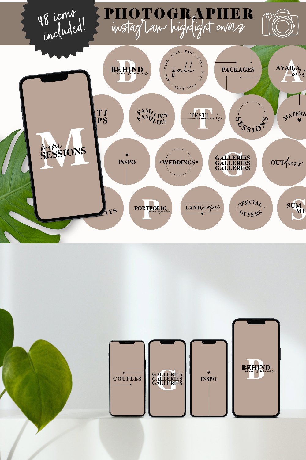 brown modern photographer instagram highlight covers