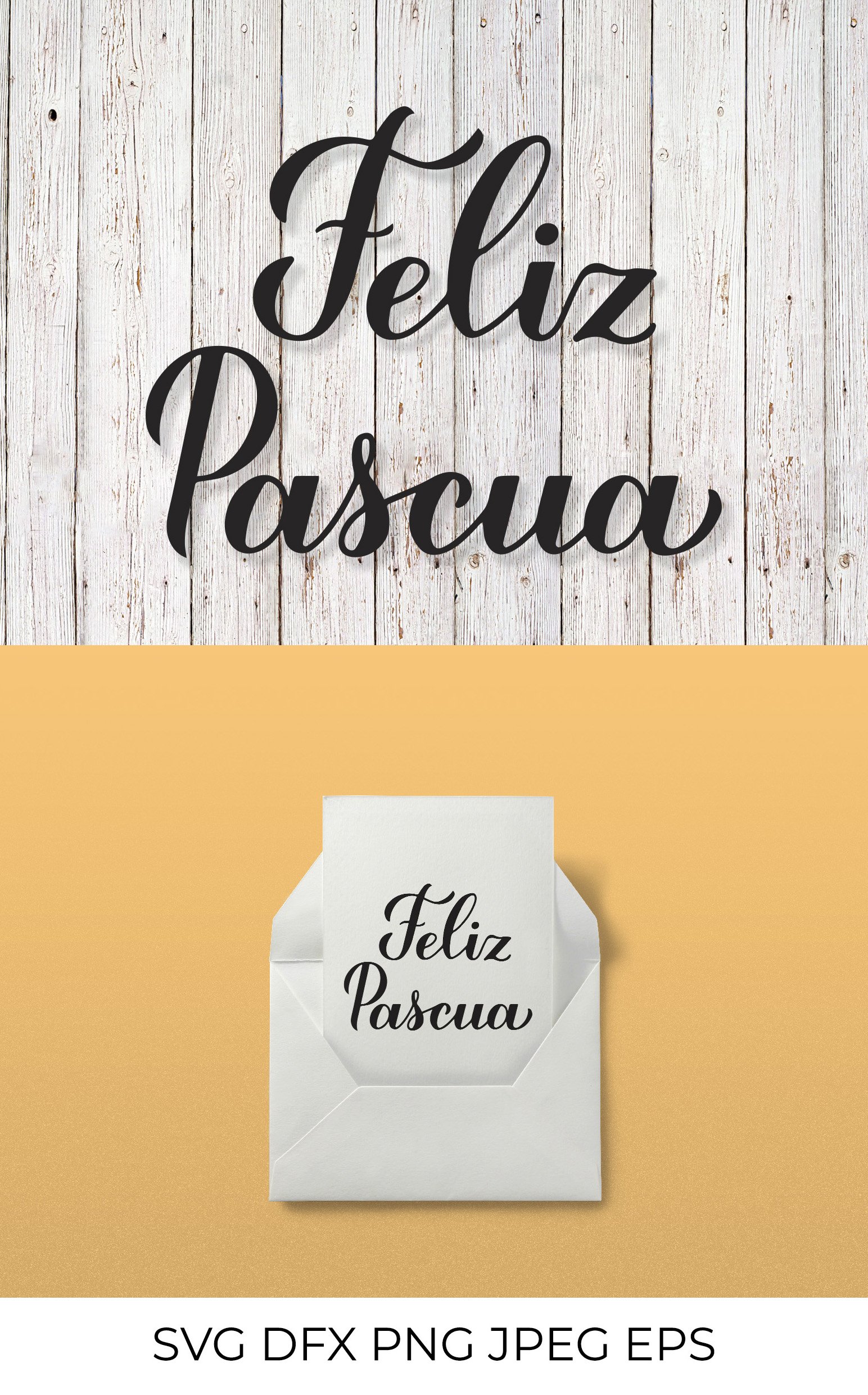 Feliz Pascua. Happy Easter lettering in Spanish. SVG, PNG