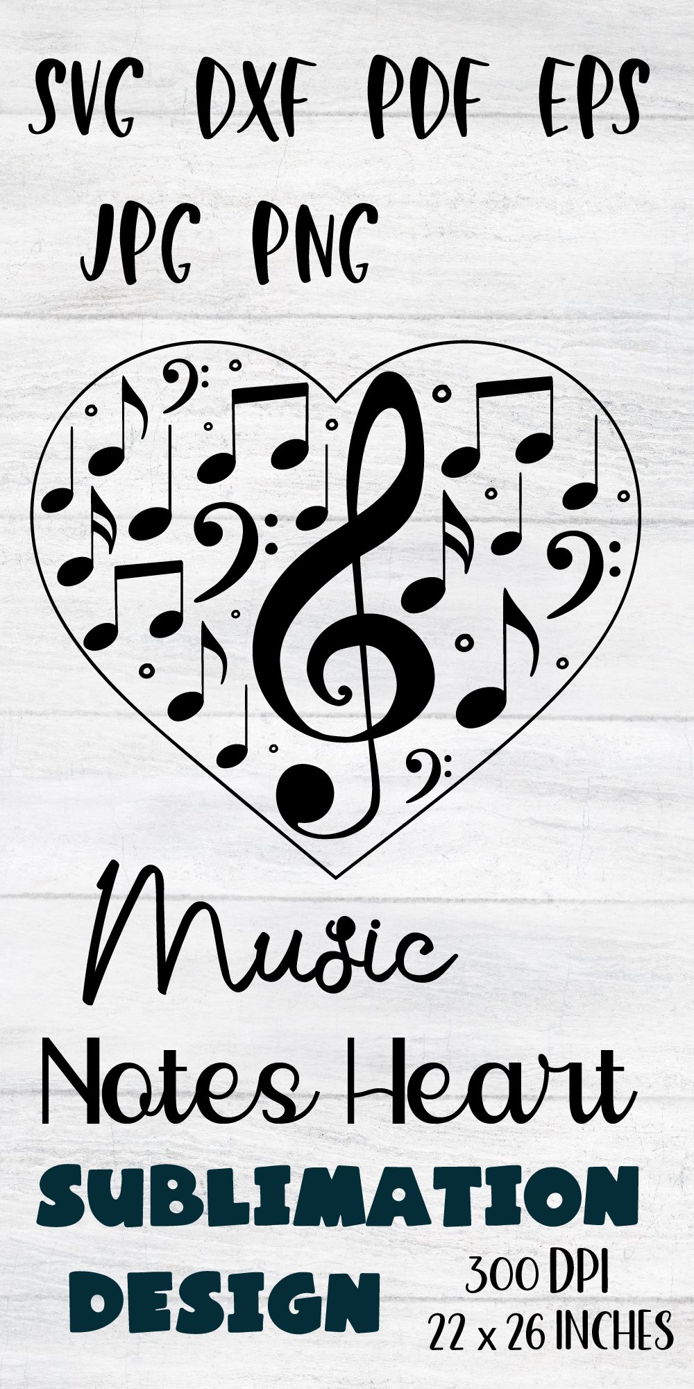Heart musical notes Treble Clef sublimation PNG Music Themed