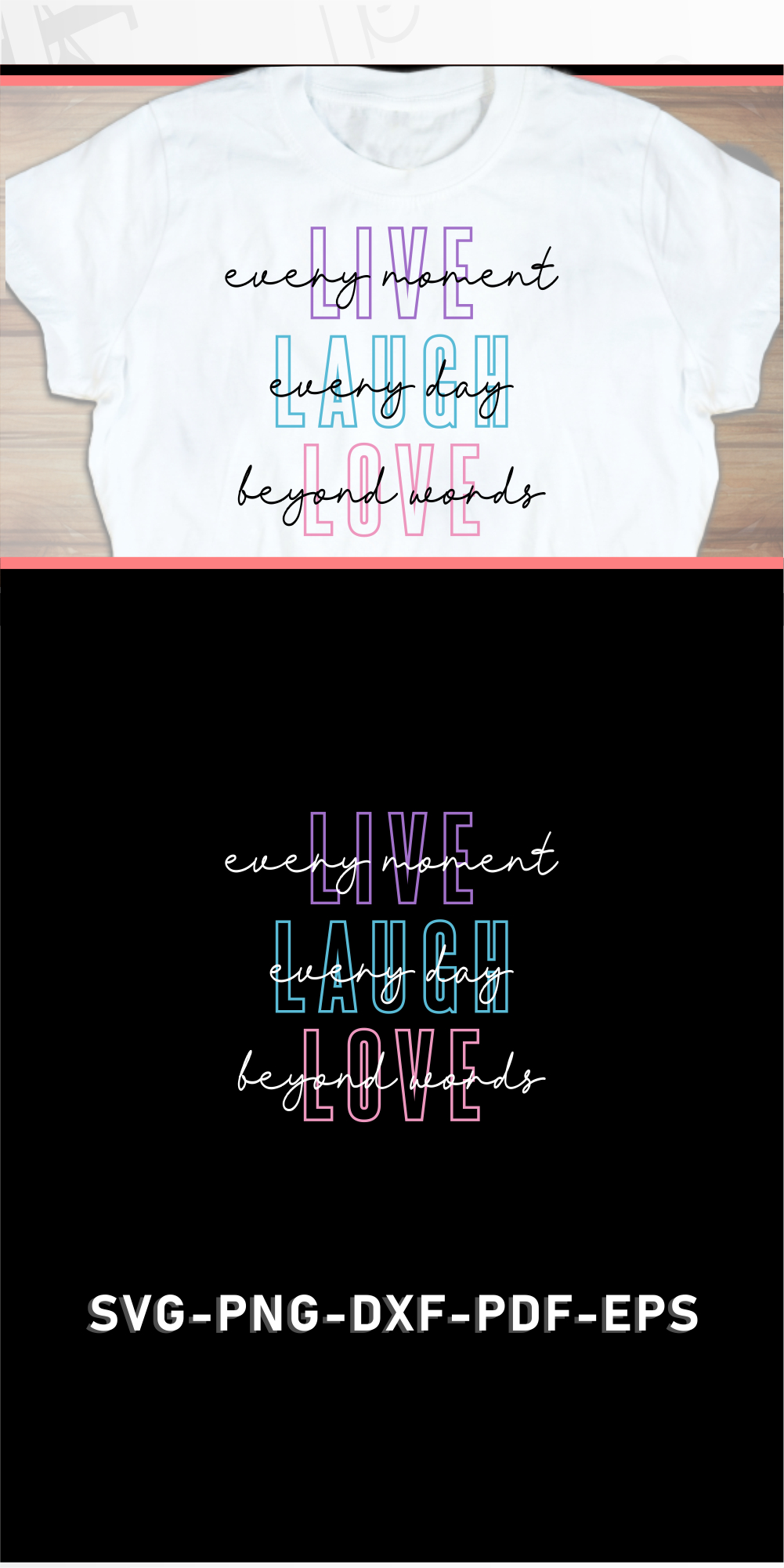 Live laugh love SVG, Inspirational Quotes T shirt designs