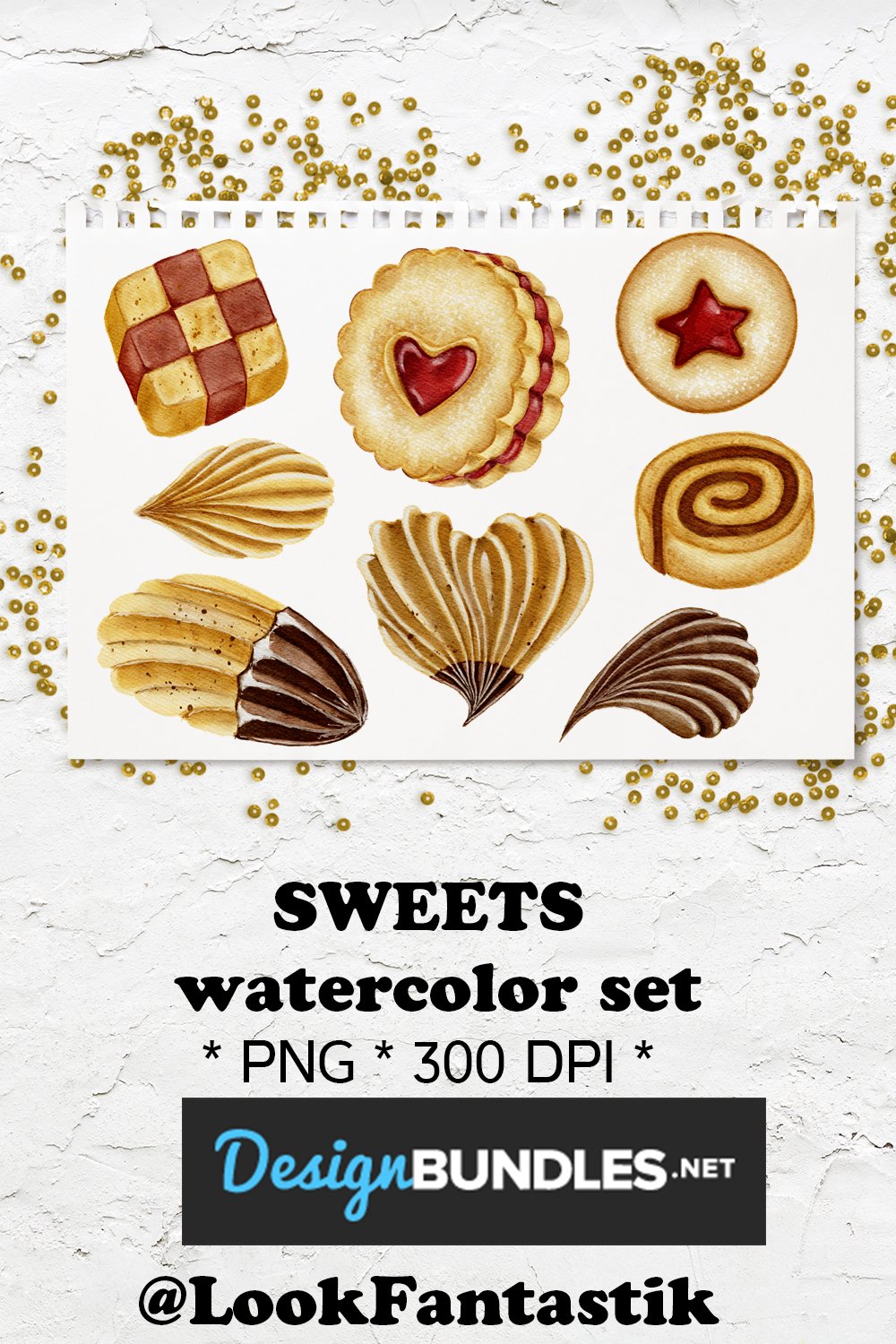 Watercolor sweets, baking clipart, cookies, jam (1274706)