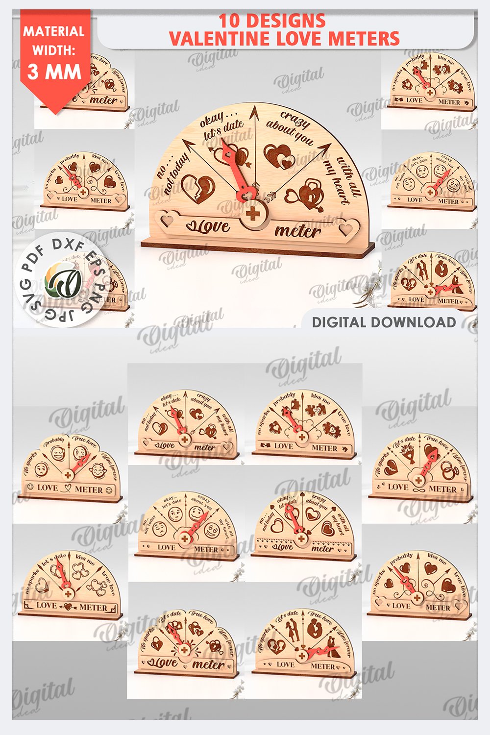 Valentine Love Meters Laser Cut Bundle. Valentines Day Gifts