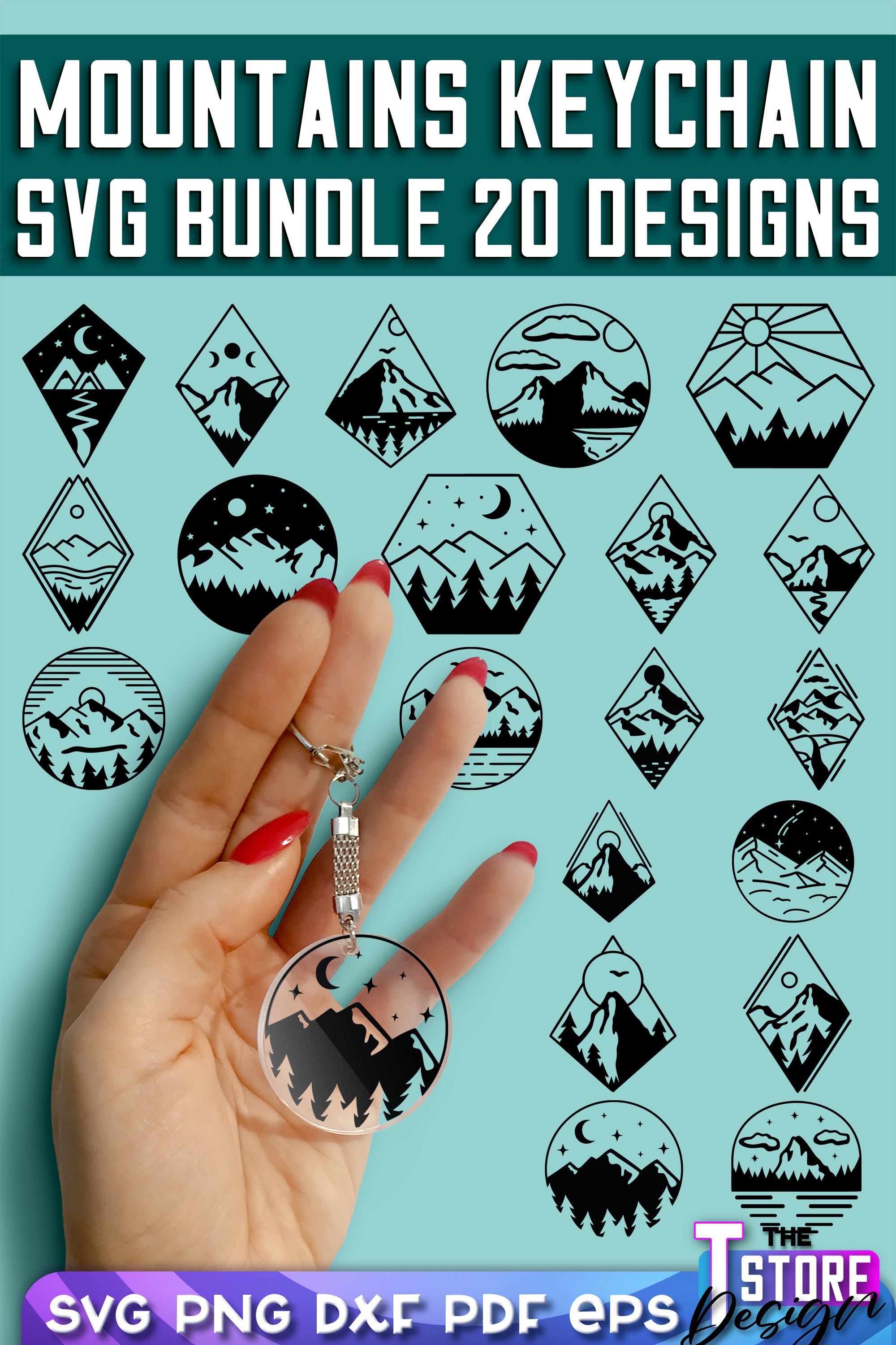Mountains Keychain SVG Design|Mountain Keychain SVG Bundle