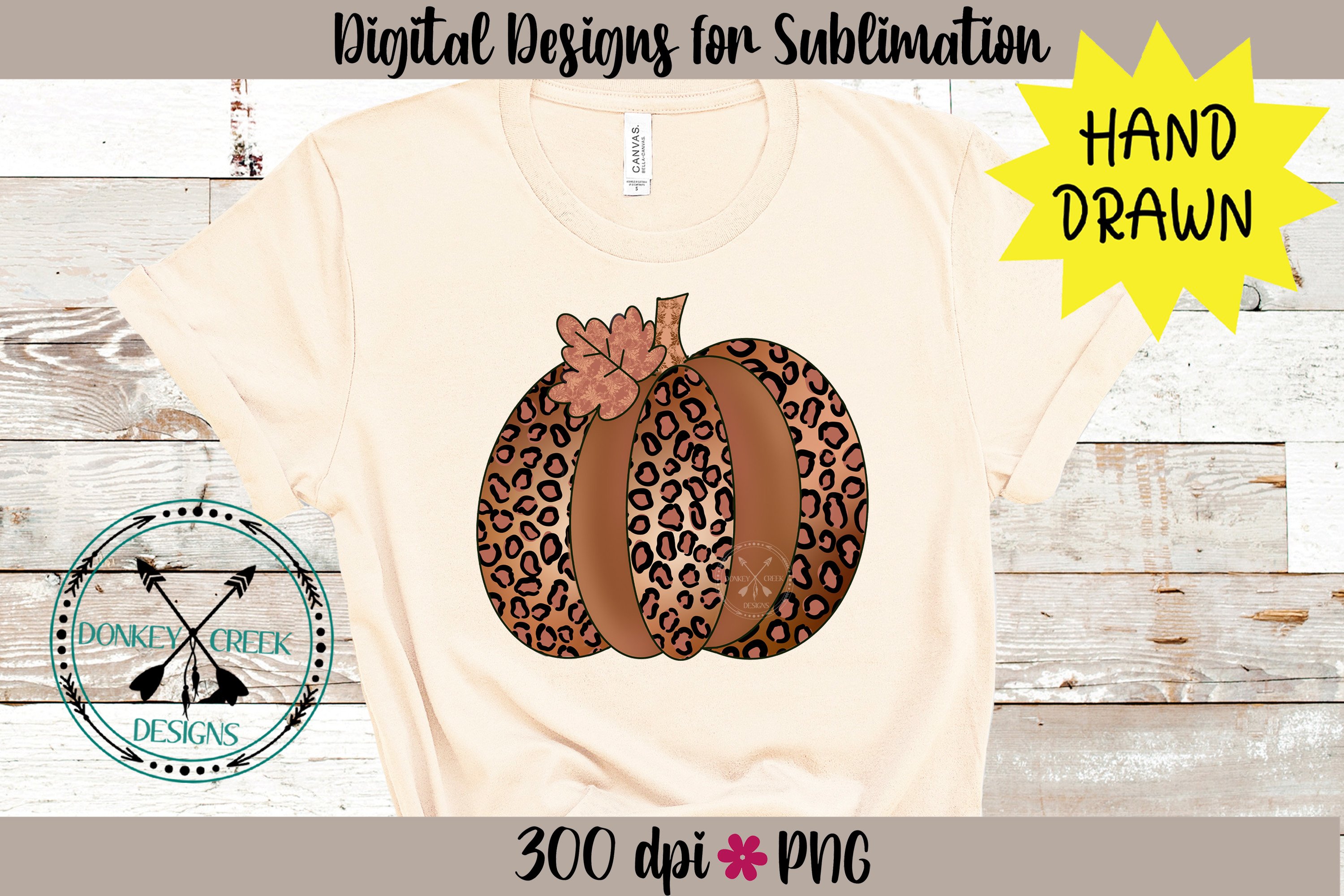 Gold Leopard Pumpkin Hand Drawn Sublimation PNG