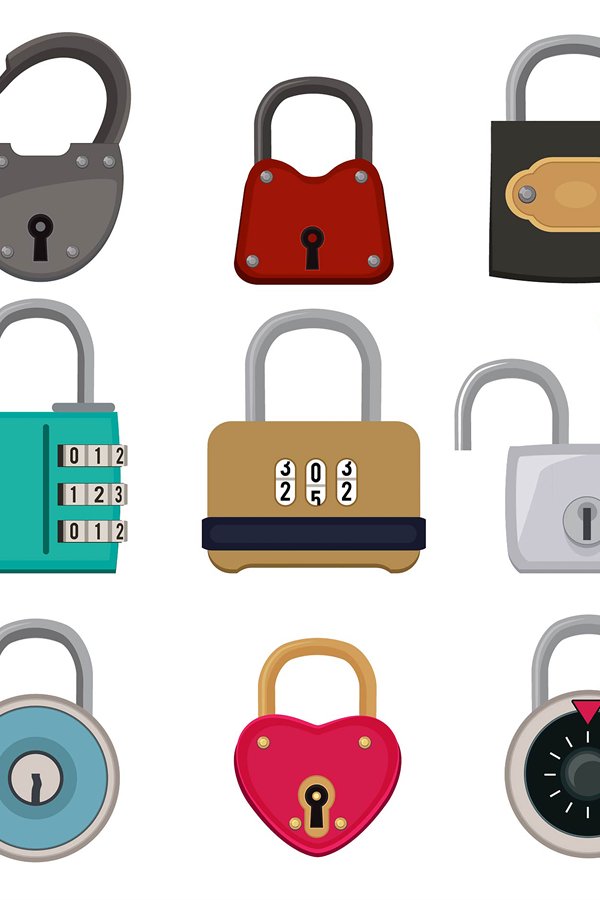 Vector colored icon set of padlocks