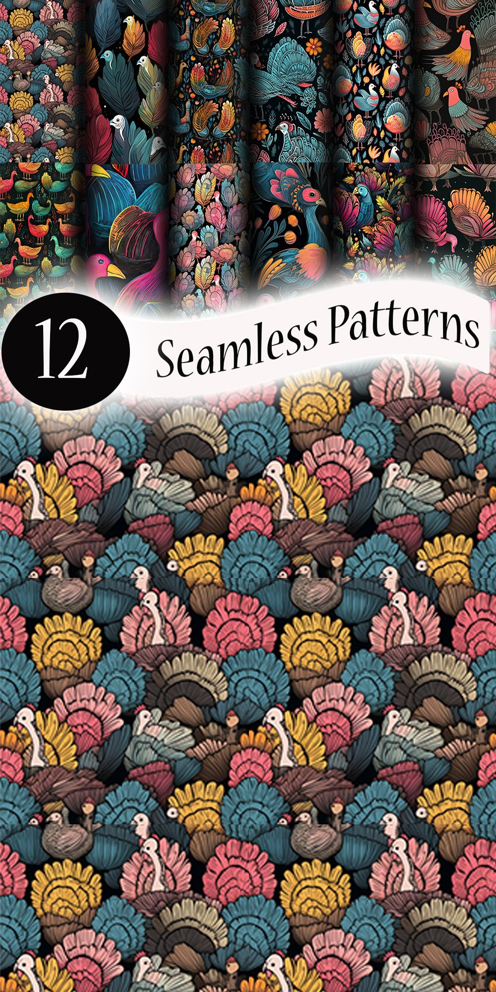 Thanksgiving Seamless Pattern: Abstract Turkey Digital Paper