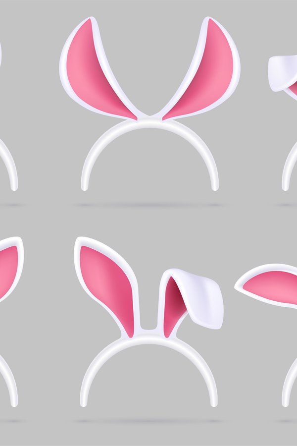 Bunny ears mask. Easter rabbit costume photo booth (900034)