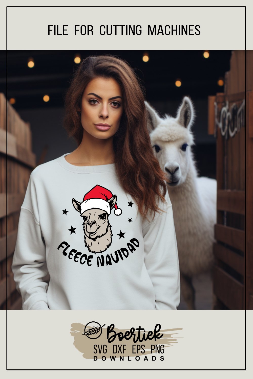 Llama Fleece Navidad, Christmas, SVG file