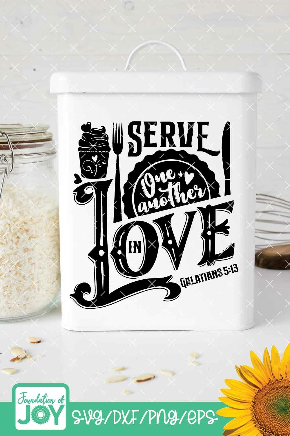 Serve one another in love, Kitchen Bible Verse svg