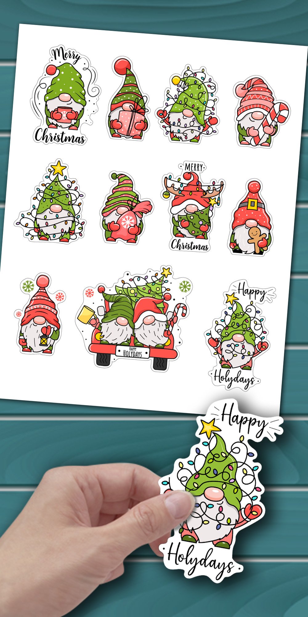 Christmas gnomes stickers design