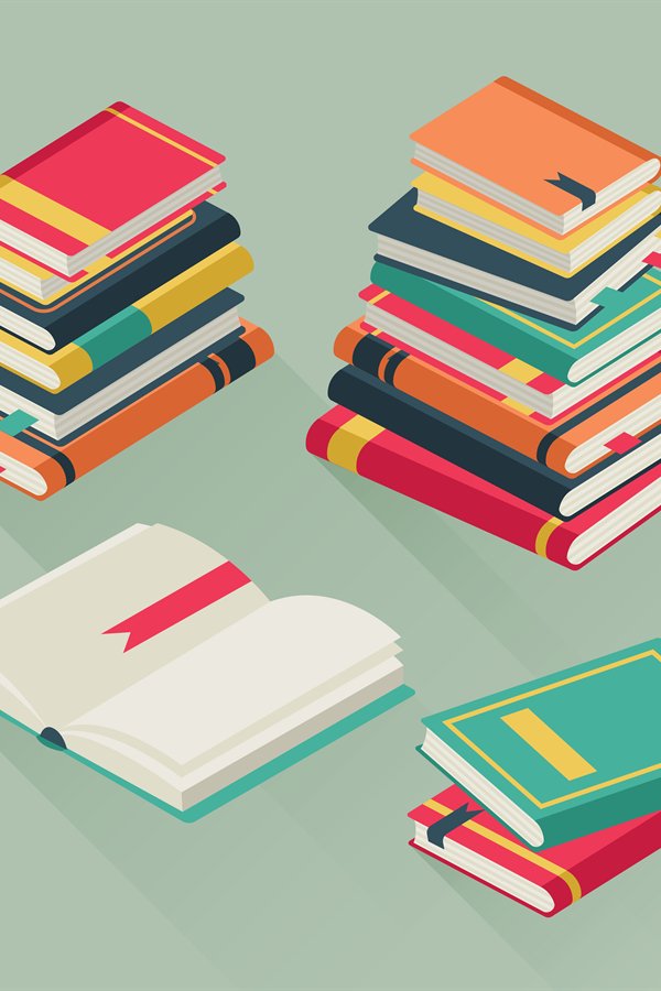 Flat pile books. Stacked textbooks, study literature history