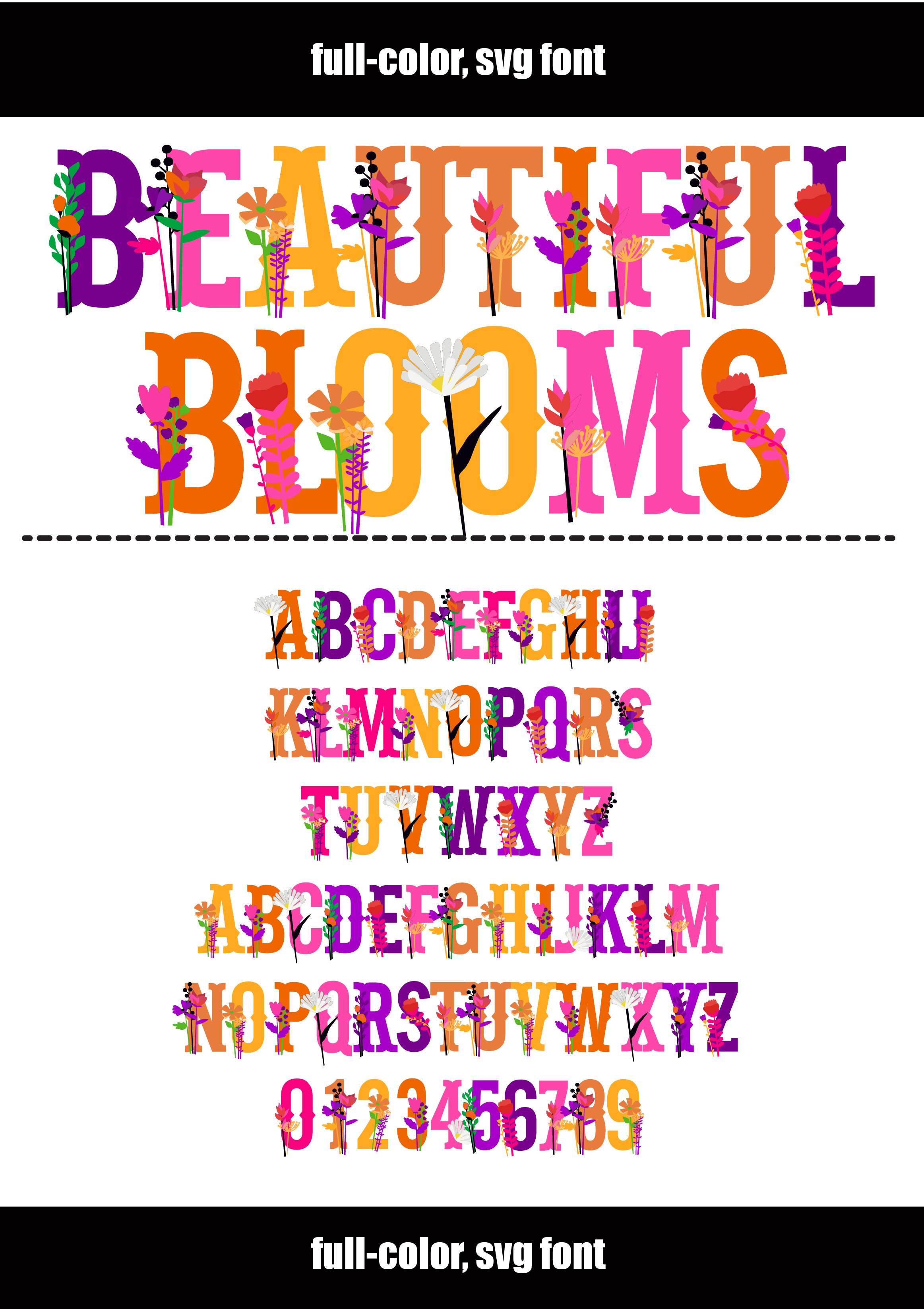 Flower Themed Full Color SVG Font