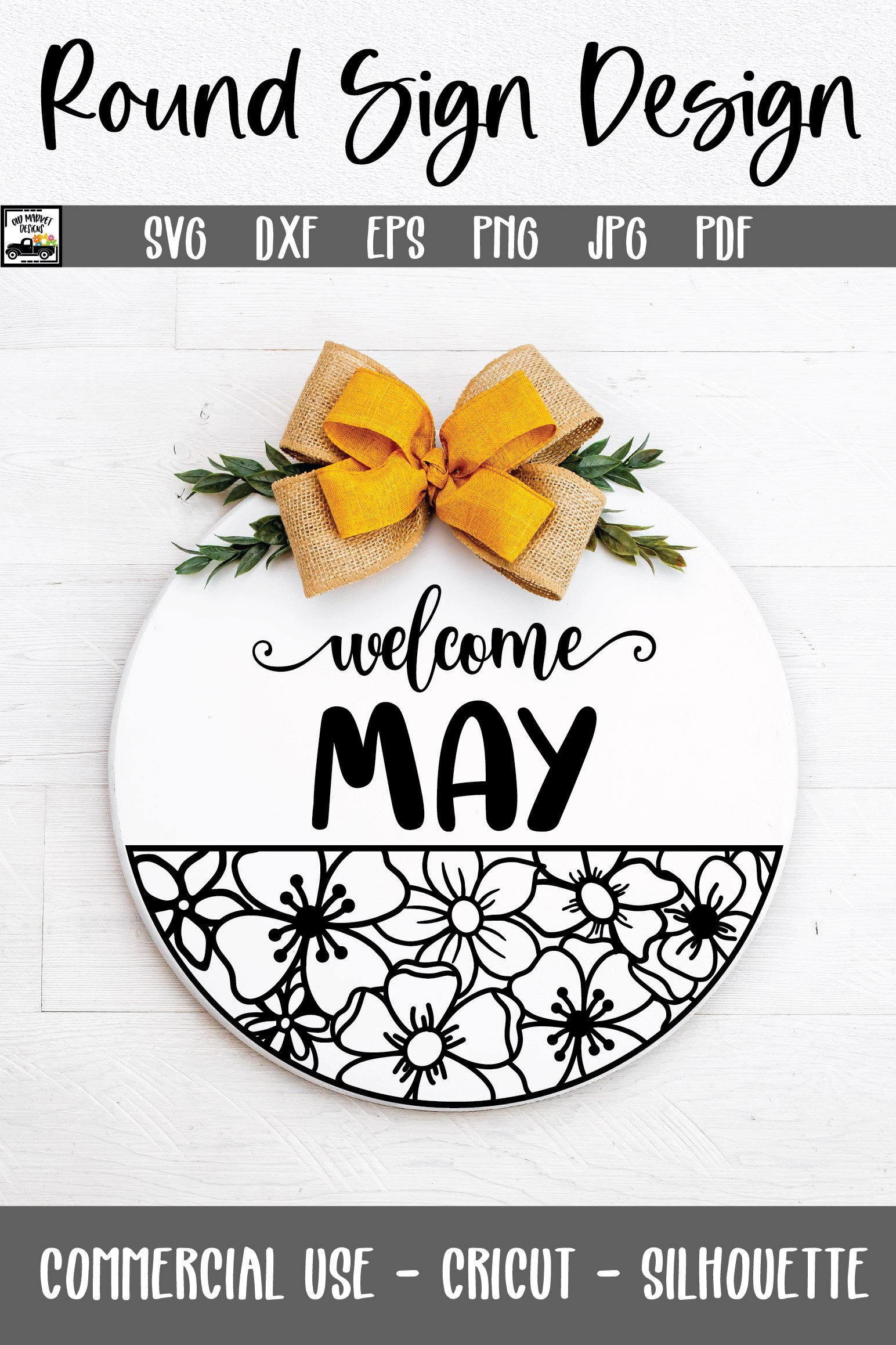 Welcome May SVG File | Round Door Sign SVG File