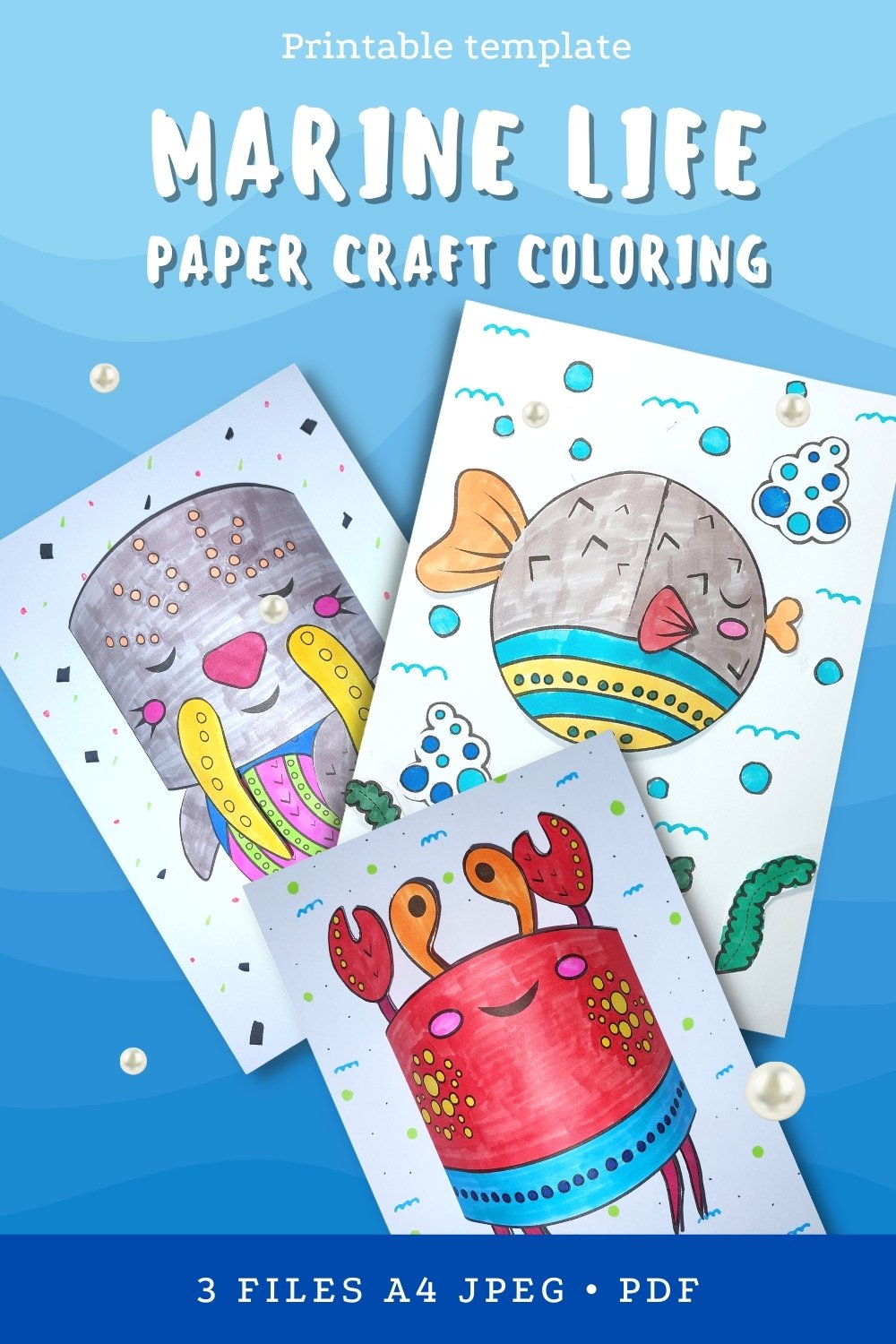 Marine animals cut and glue paper craft