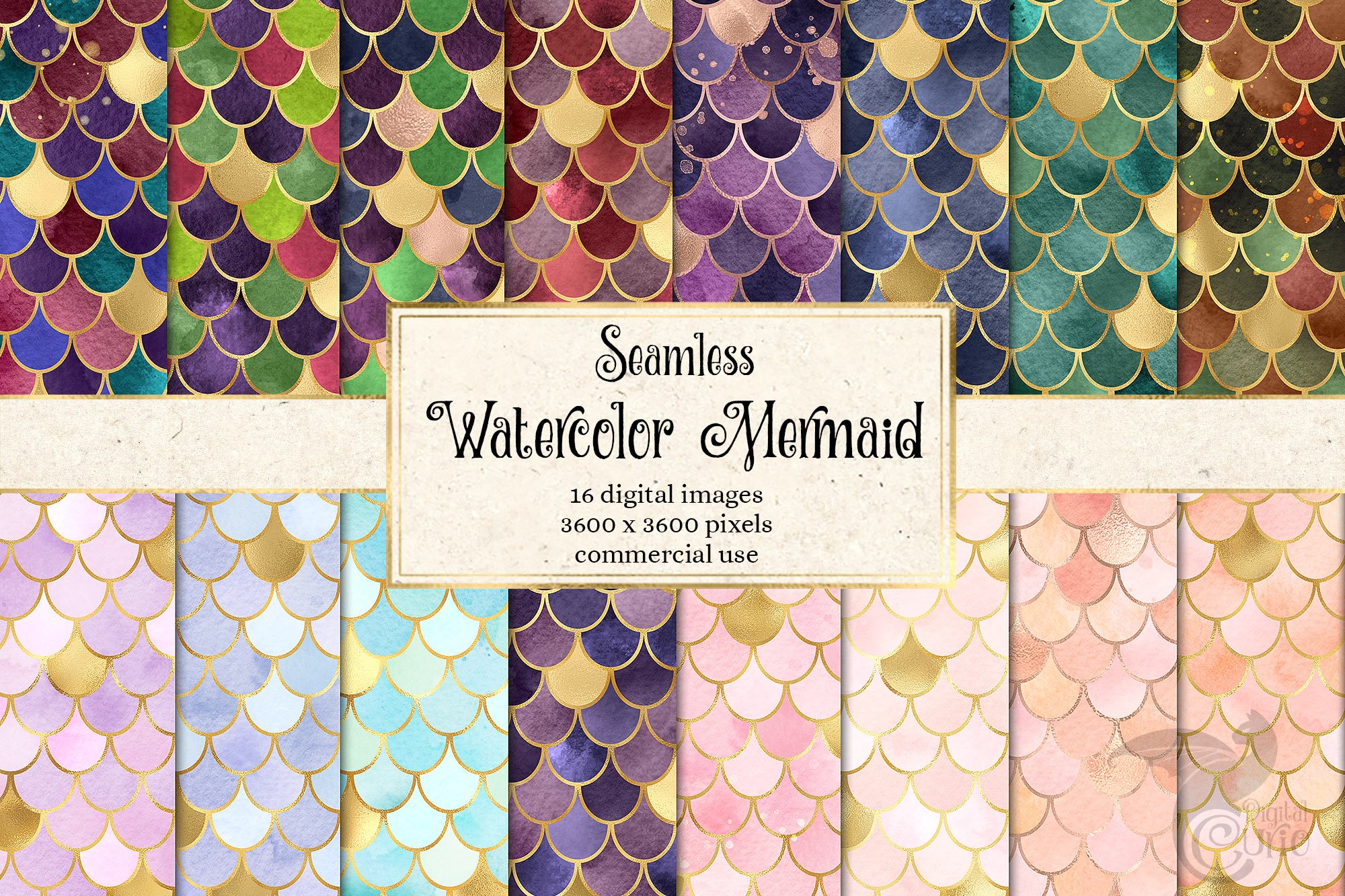 Watercolor Mermaid Digital Paper (1778499)