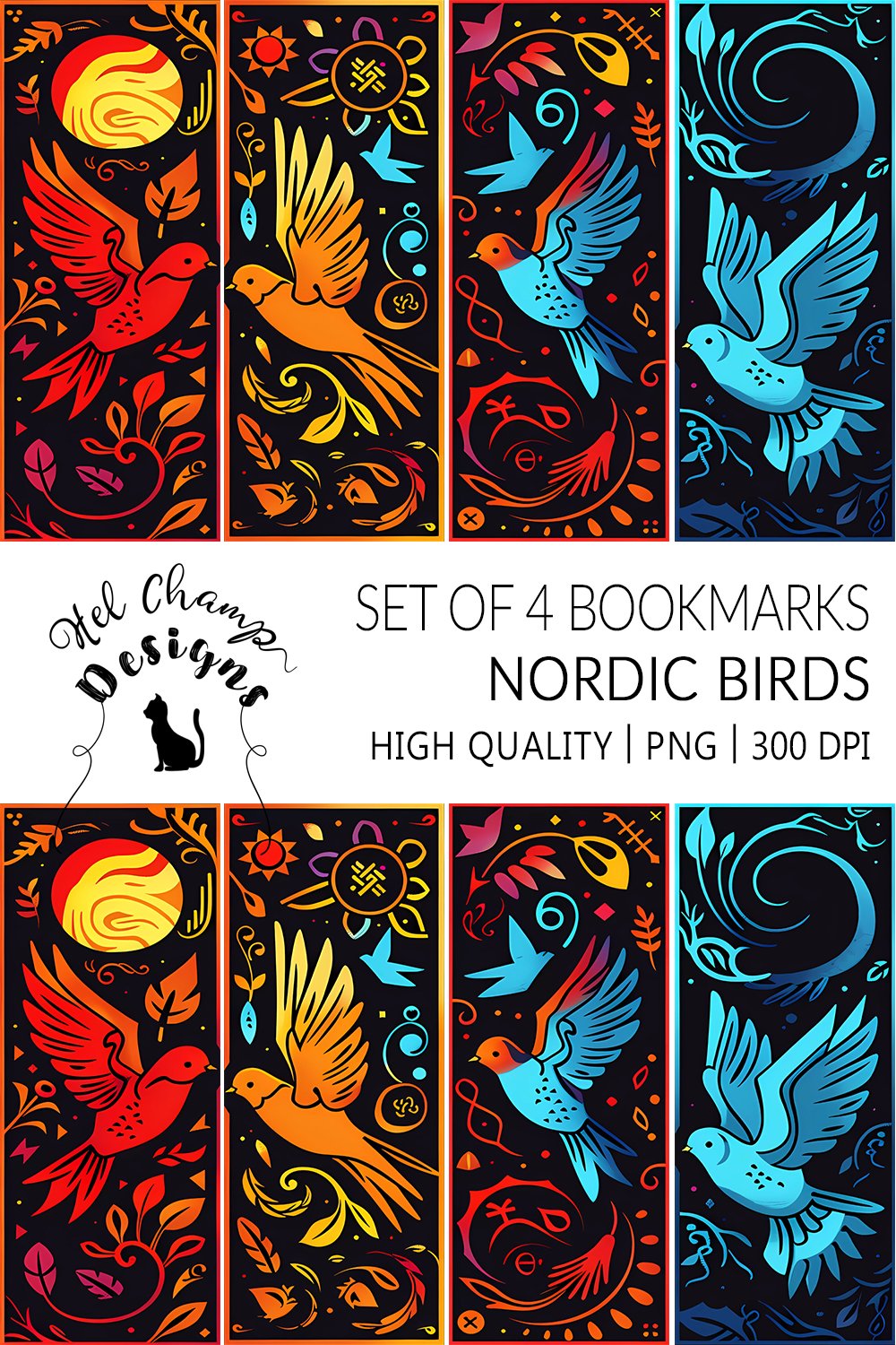 Bookmarks nordic art birds and princesses sublimation