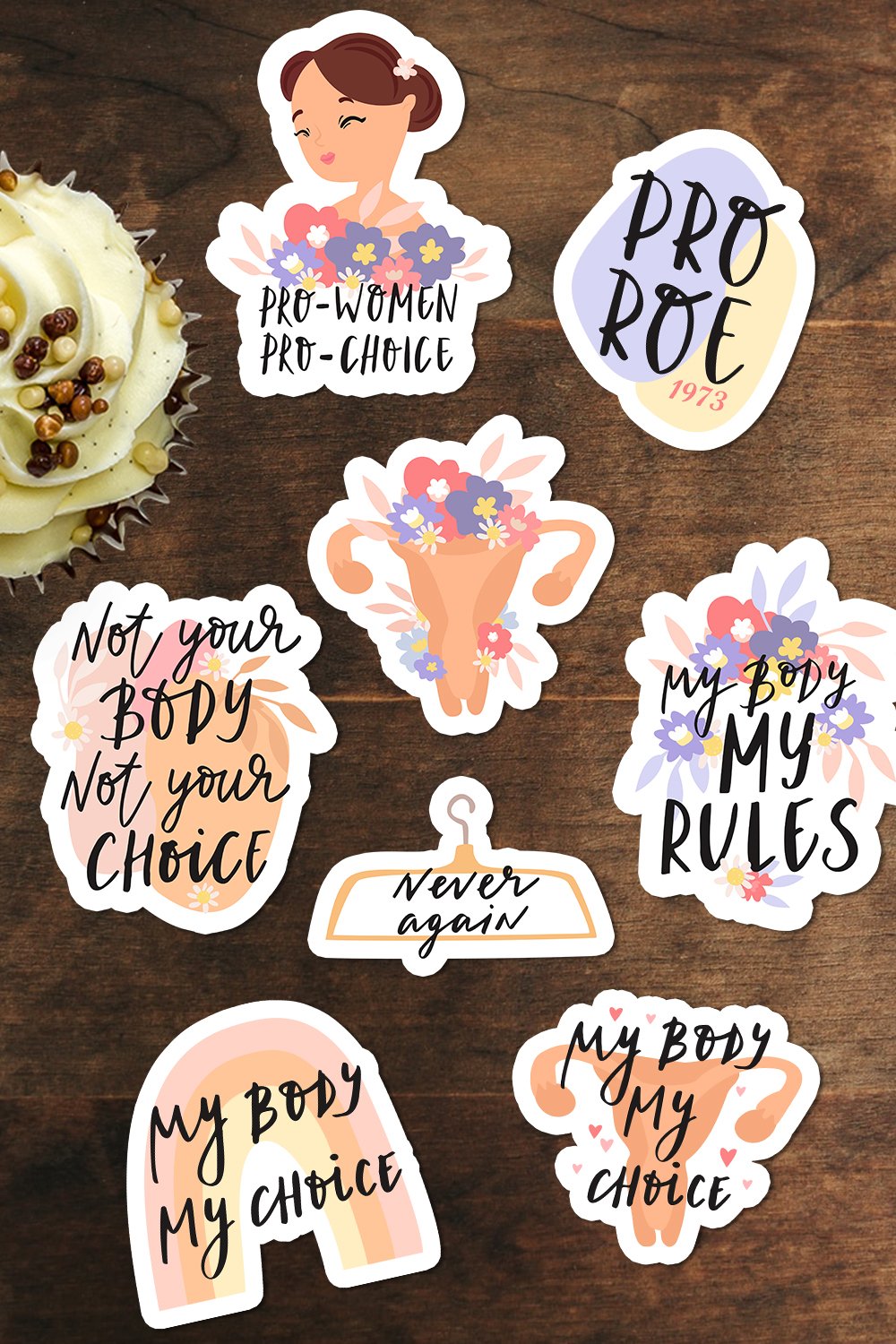 Pro choice stickers. Women rights stickers.