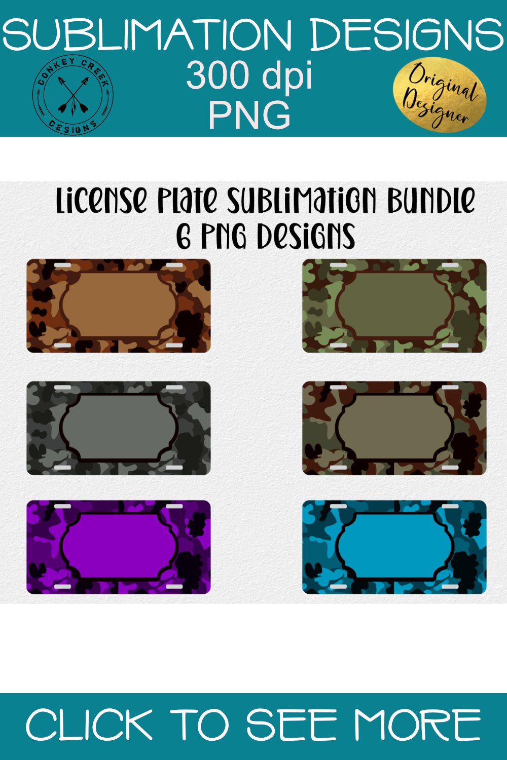 License Plate Sublimation PNG Bundle Camouflage designs