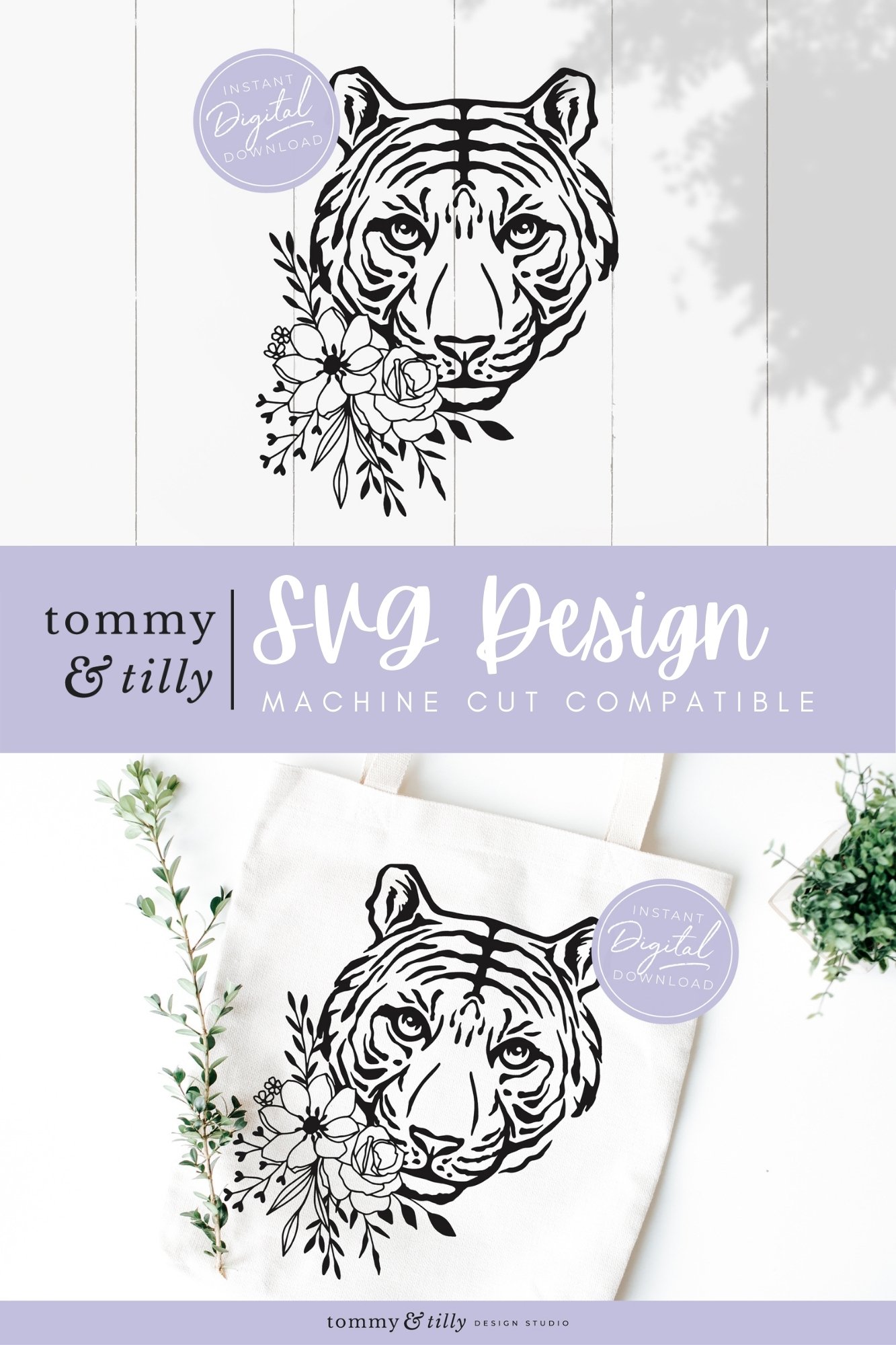 Flower Tiger SVG Cut File for Cricut and Silhouette