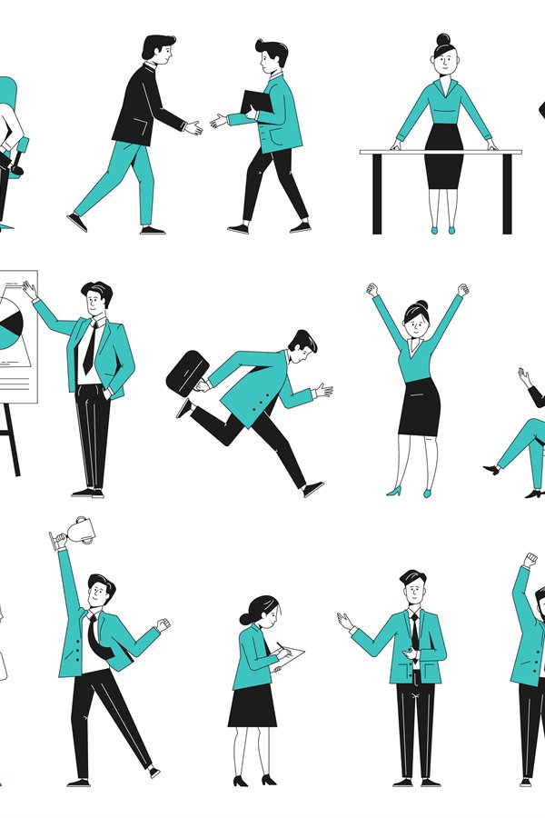 Business line people characters. Casual diversity adult pers