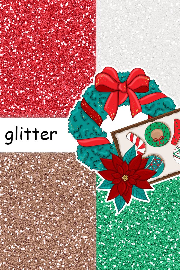 Christmas Glitter Digital Paper | Xmas Texture Set