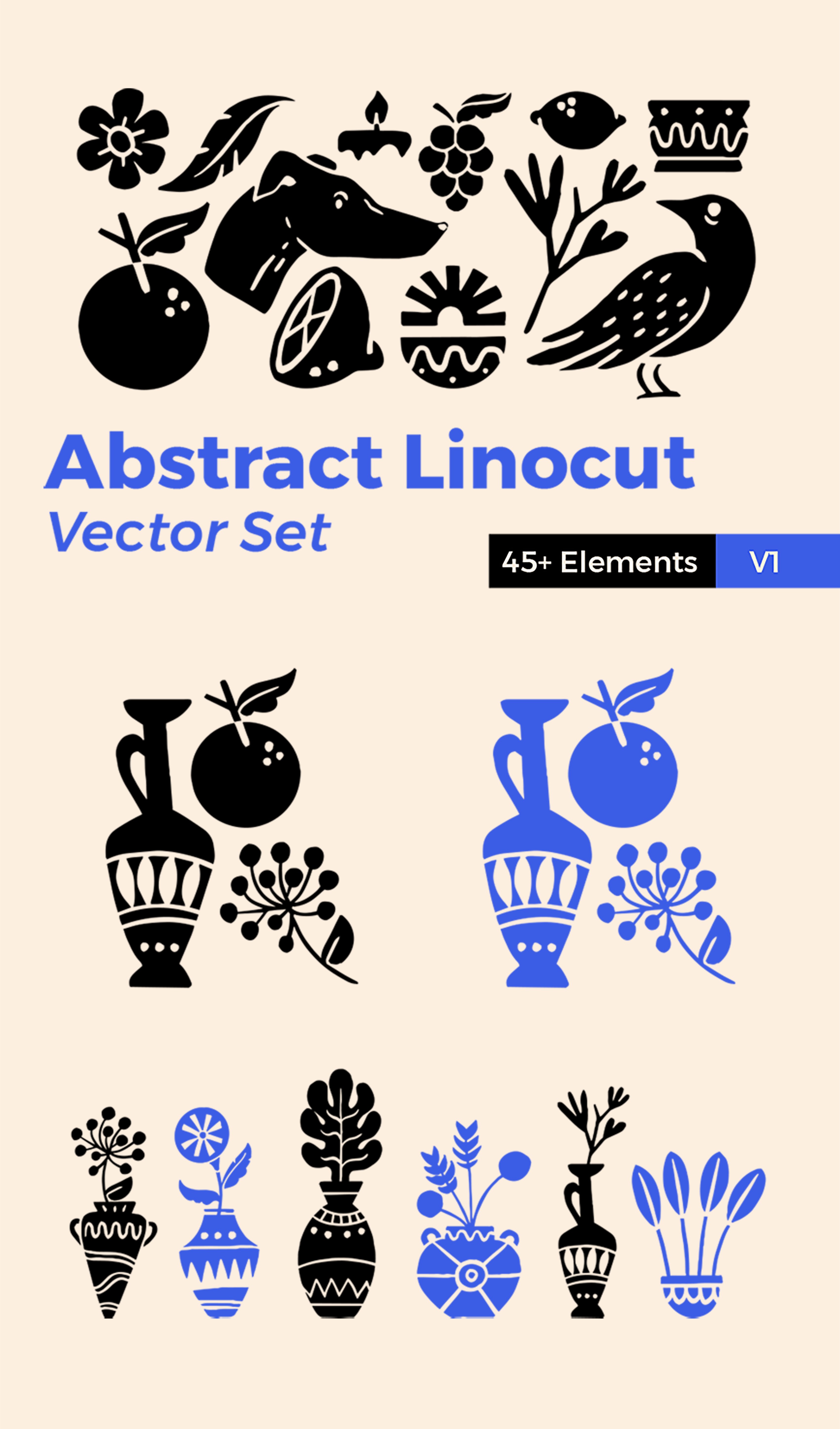 Abstract Linocut Vector Set (1198290)