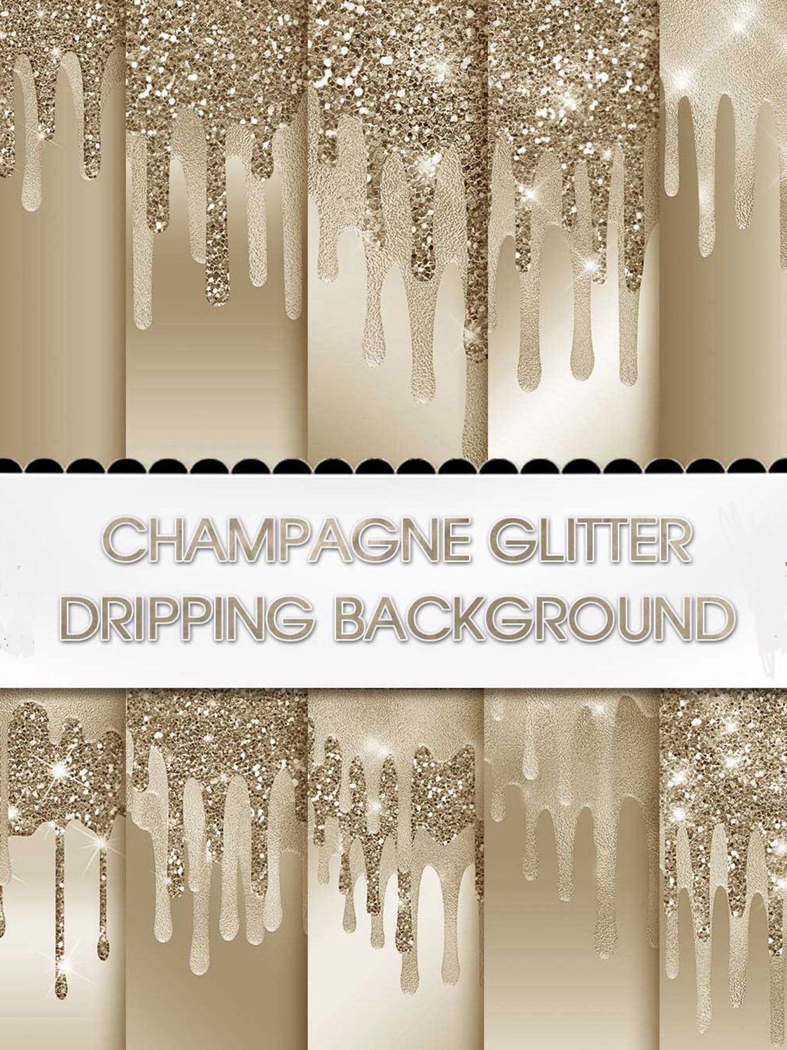 Sparkly Champagne Glitter Dripping Foil