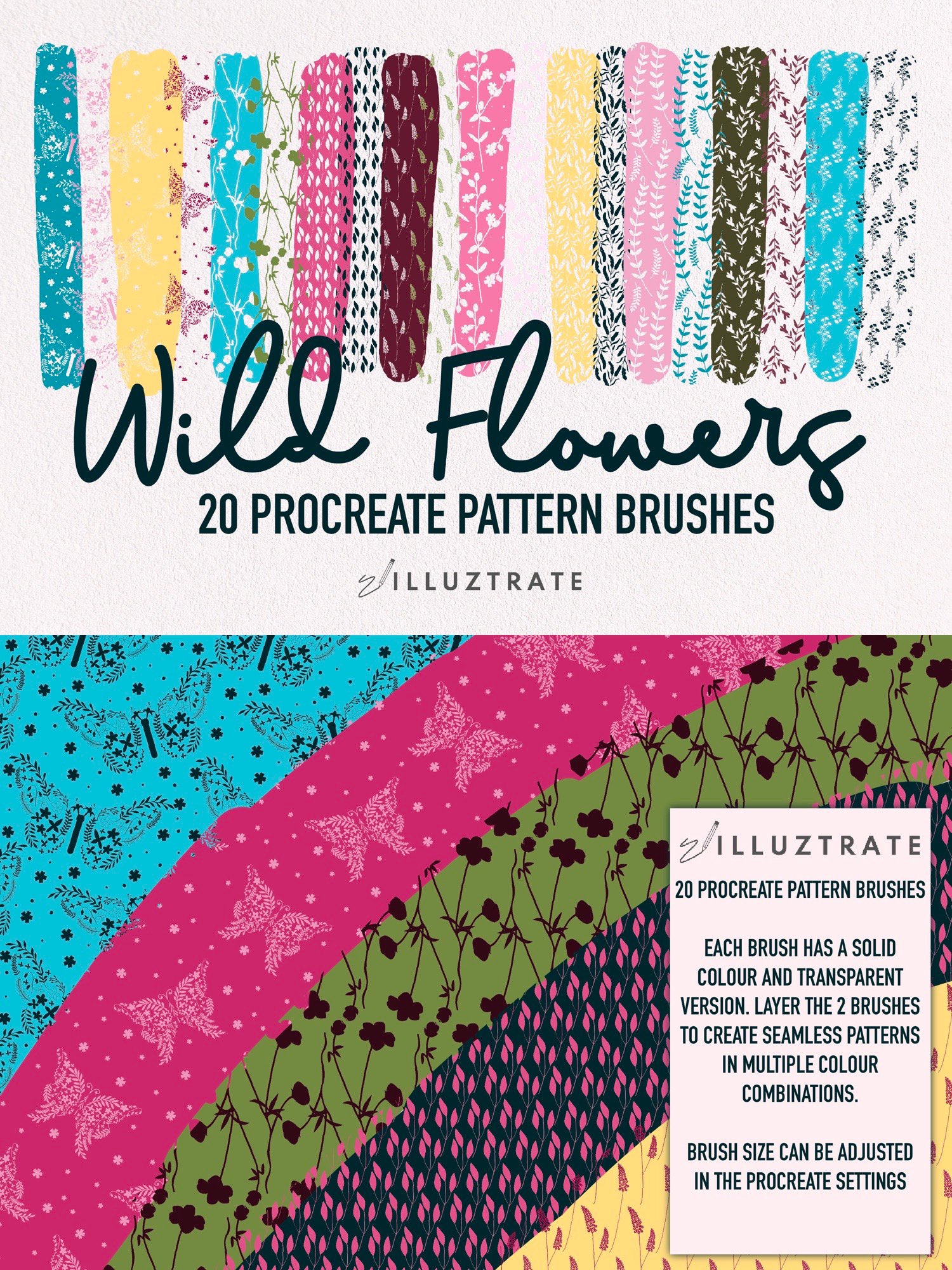 Wild Flowers Procreate Pattern Brushes | Procreate Brush Set