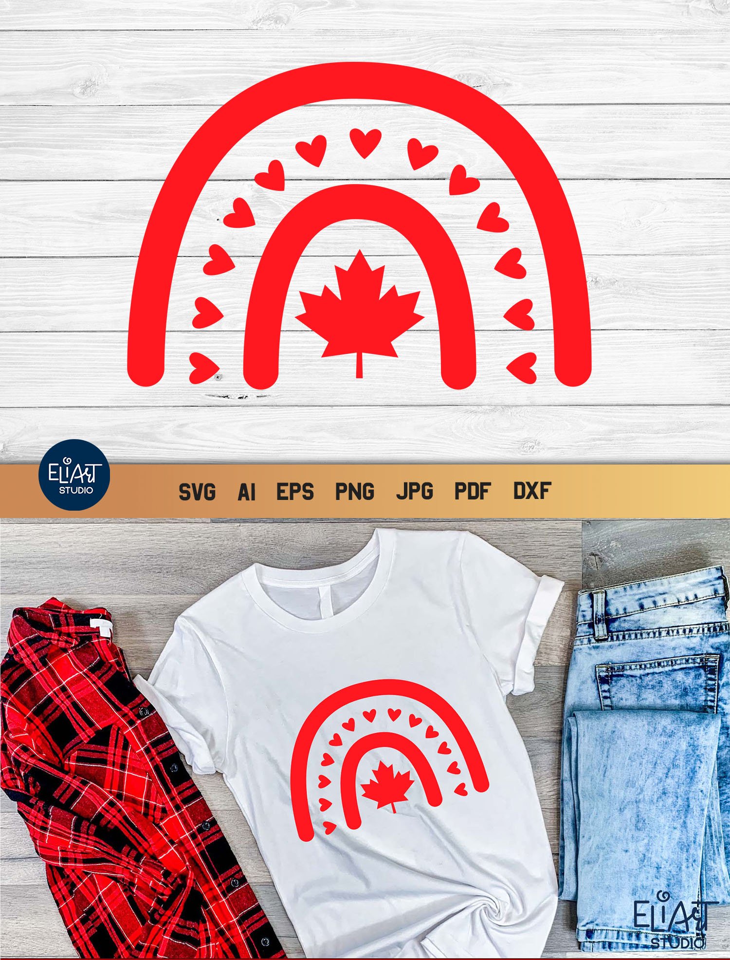 Rainbow Heart SVG | Canada Day SVG Maple Leaf Design