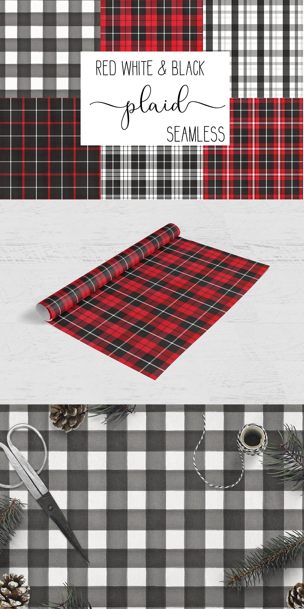 Black, white and red plaids - Buffalo checks (167762)