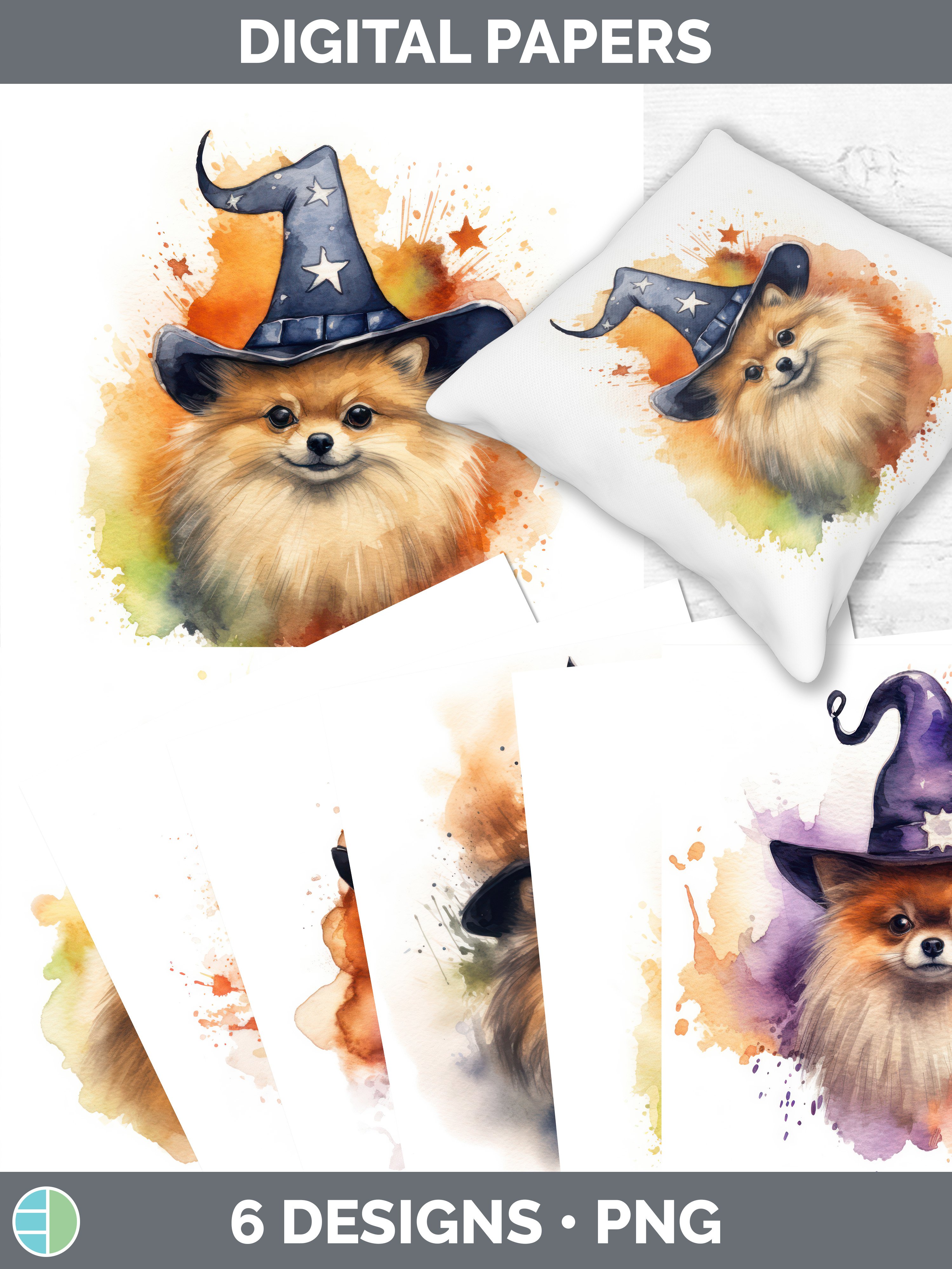 Halloween Pomeranian Dog Paper Backgrounds | Digital Scrapbo