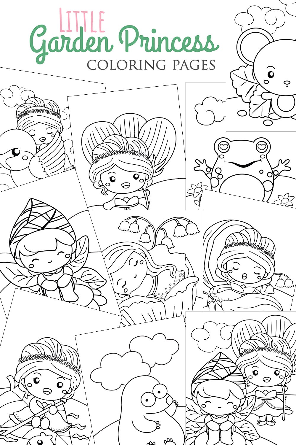 Little Garden Princess Cartoon Coloring Activity for Kids