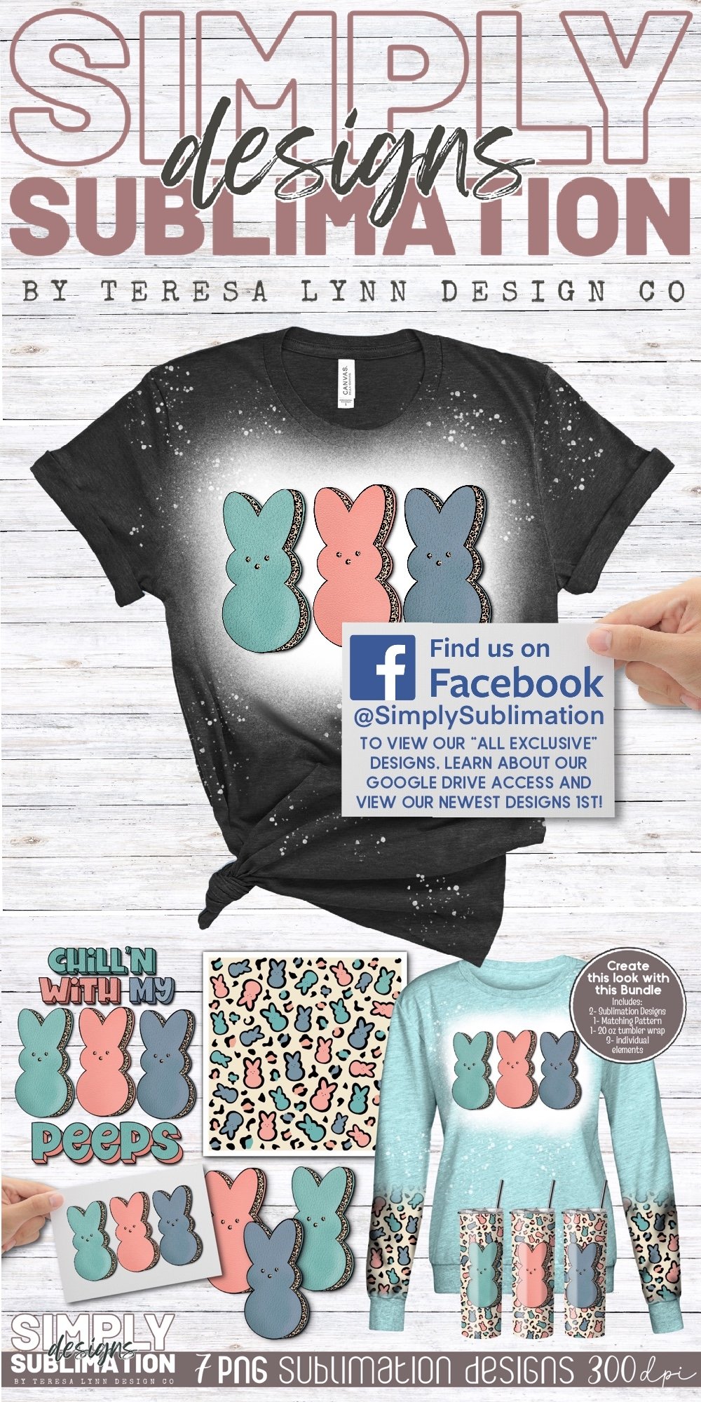 Easter Peeps Sublimation Design Bundle | Png | Leopard