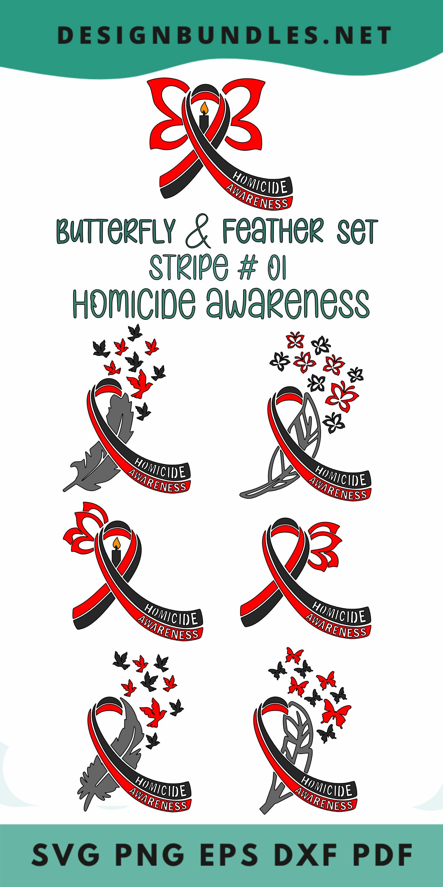 HOMICIDE AWARENESS WINGS SAYING RIBBON STRIPE 1 SVG CUT FILE