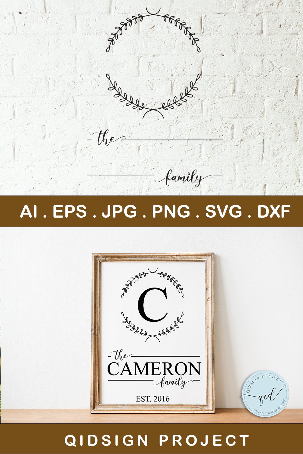 Family monogram sign SVG for farmhouse home portrait SVG
