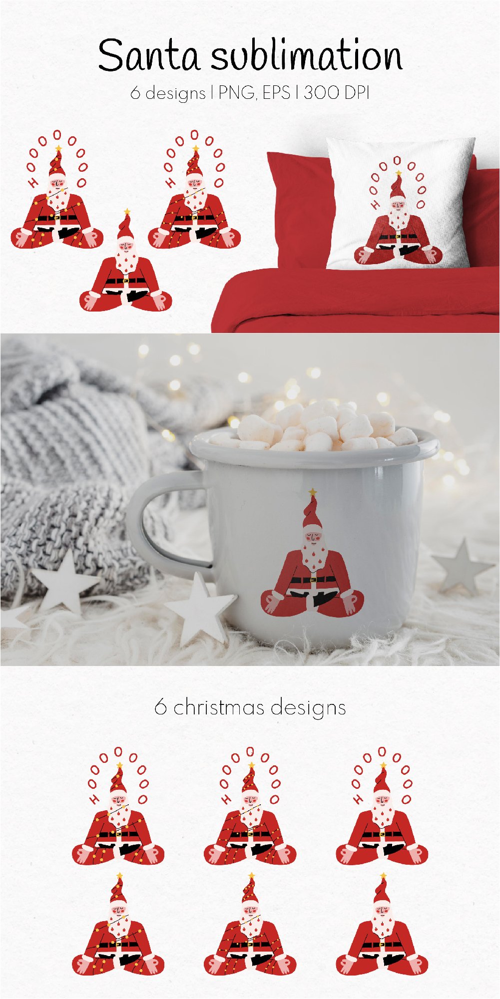 Santa Sublimation Bundle | Santa Claus png
