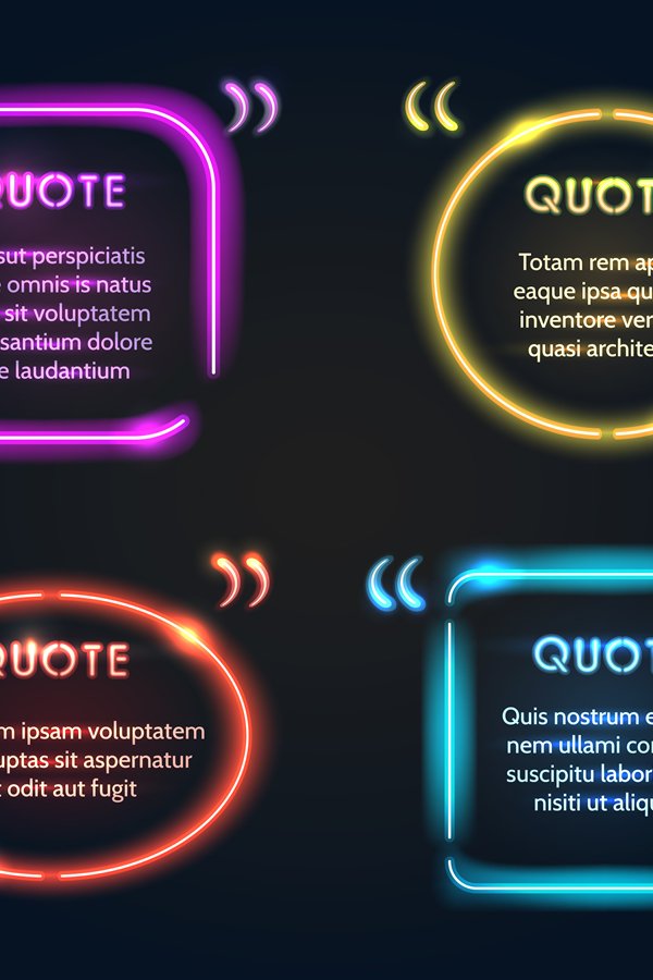 Quote neon frame set vector