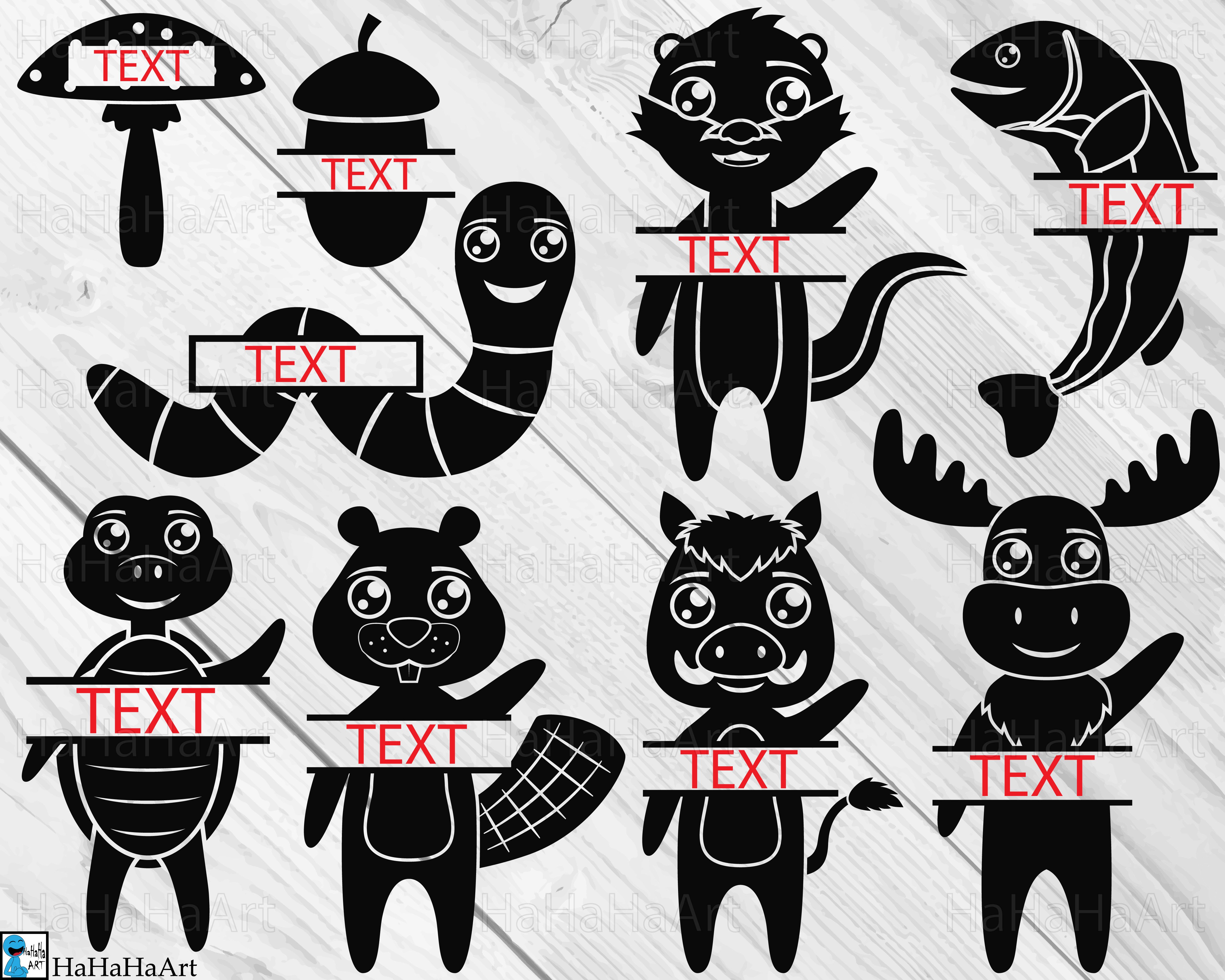 Split Cute Animals Designs - Clip art / Cutting Files 1483c