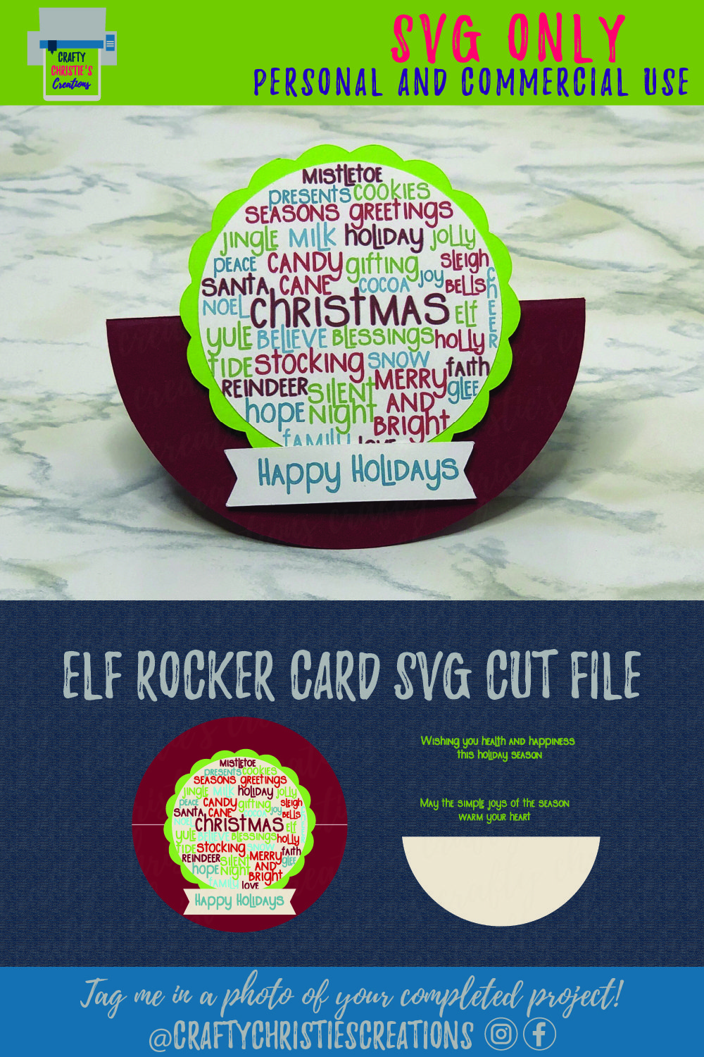 Christmas Rocker Card SVG for Cutting Machines