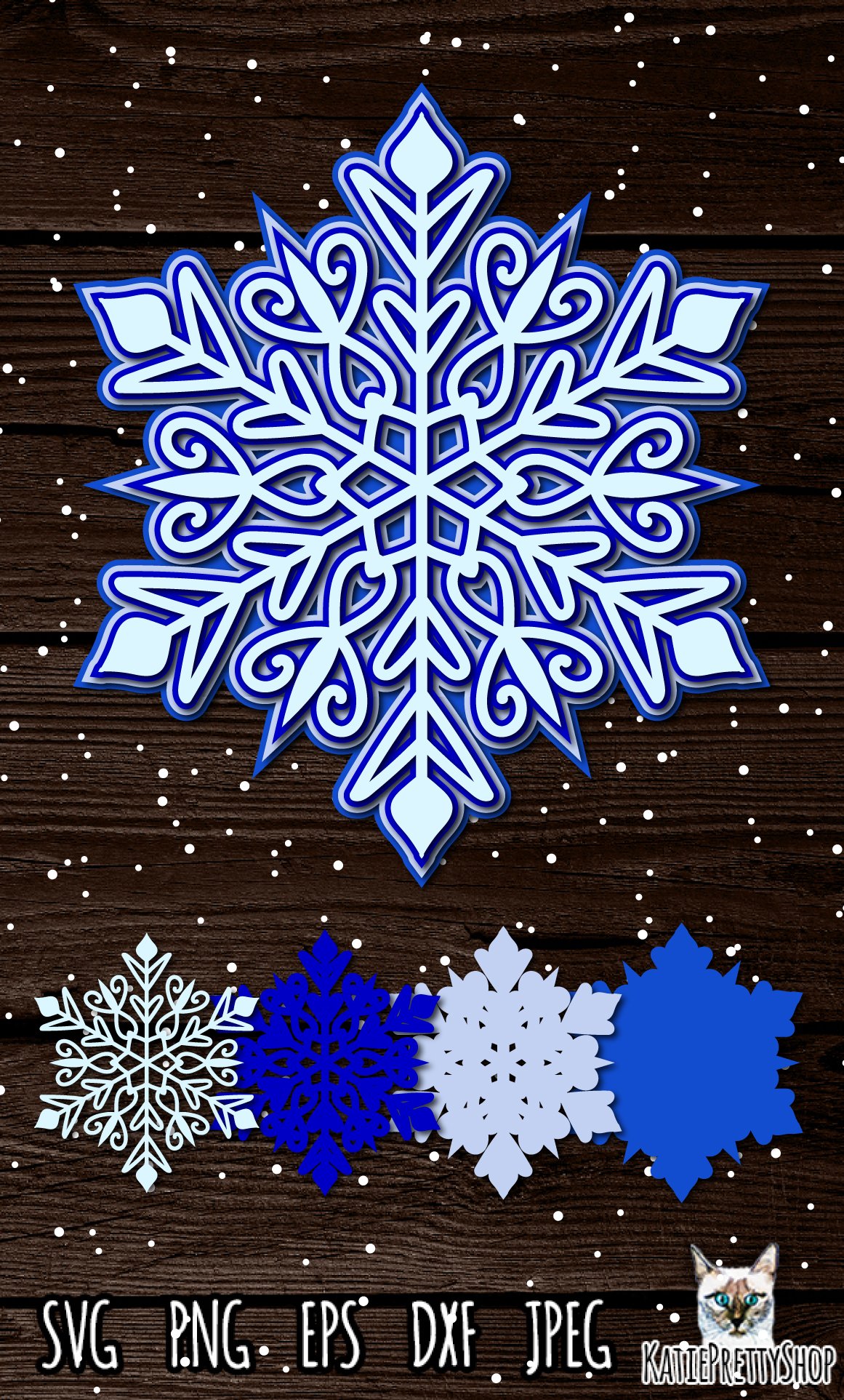 3D Snowflake paper cut SVG, layered snowflake cut (1630030)