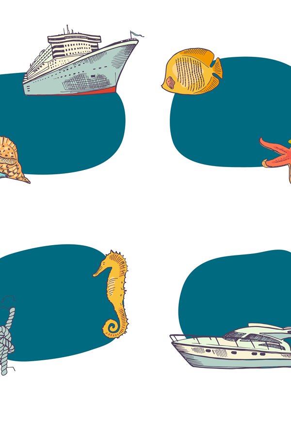 Vector sketched sea stickers set (815410) | Illustrations | Design Bundles