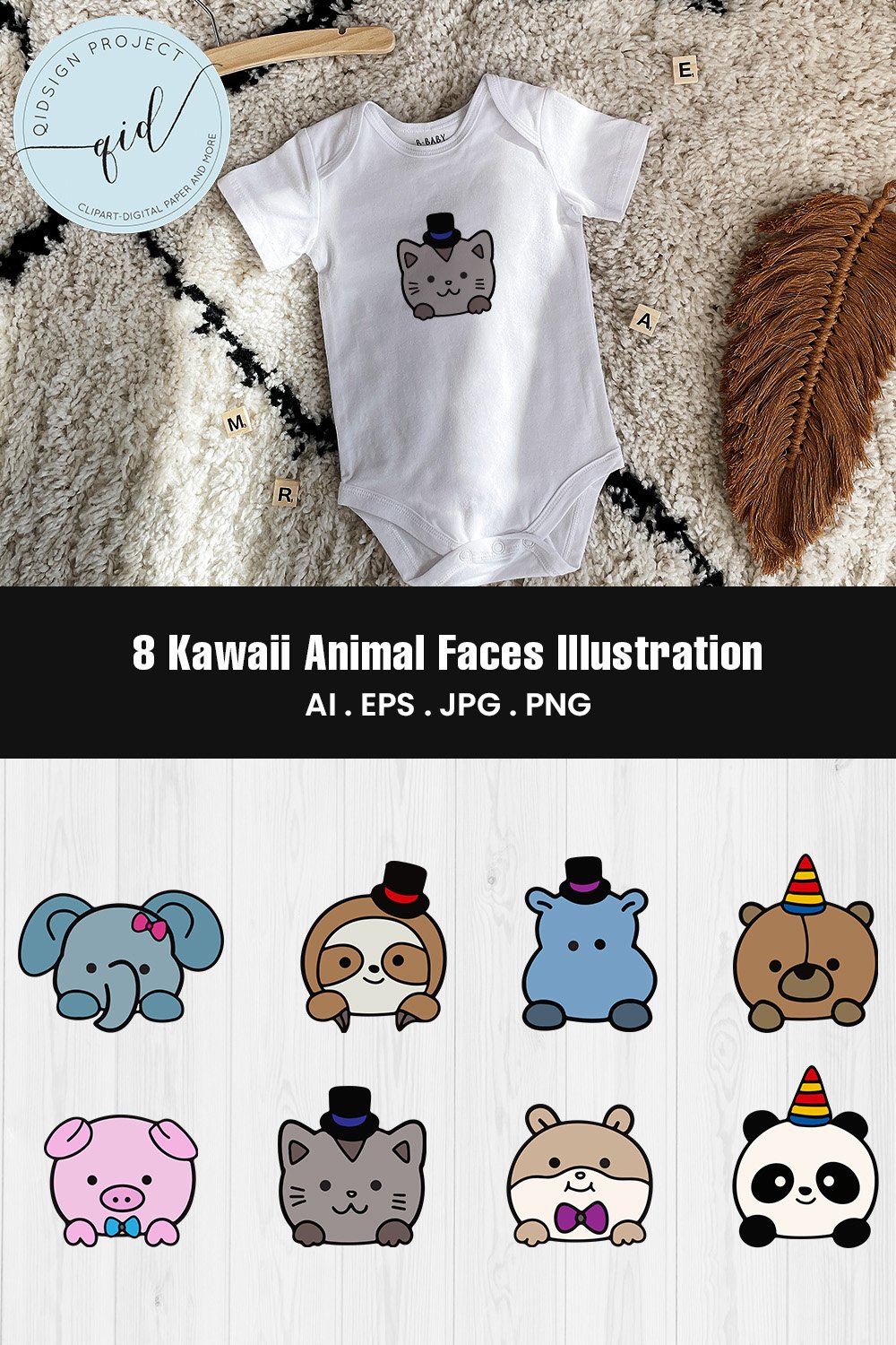Kawaii Animal Faces Illustration