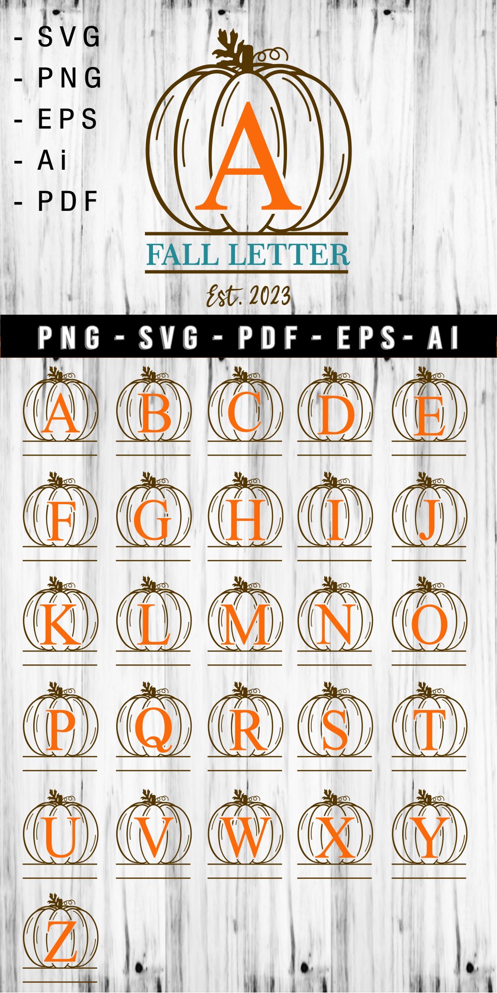 Fall Pumpkin Monogram Letters SVG | Fall Font SVG | Fall SVG
