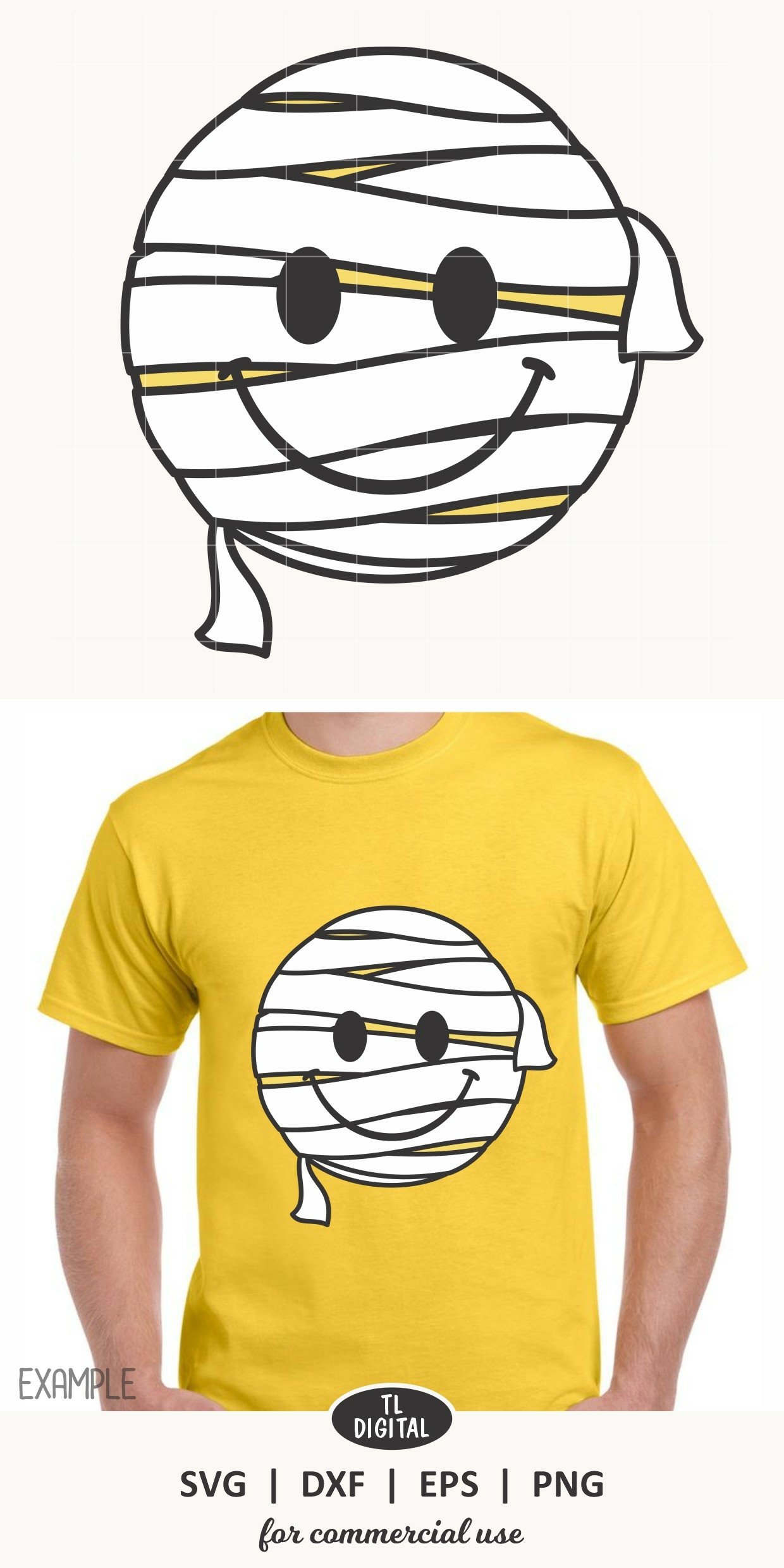 Halloween Mummy Smiley Face - Halloween Emoji Design