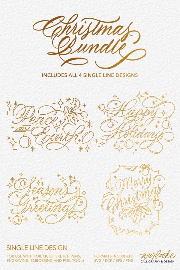 SVG Foil Christmas Single Line Design Bundle (1721697)