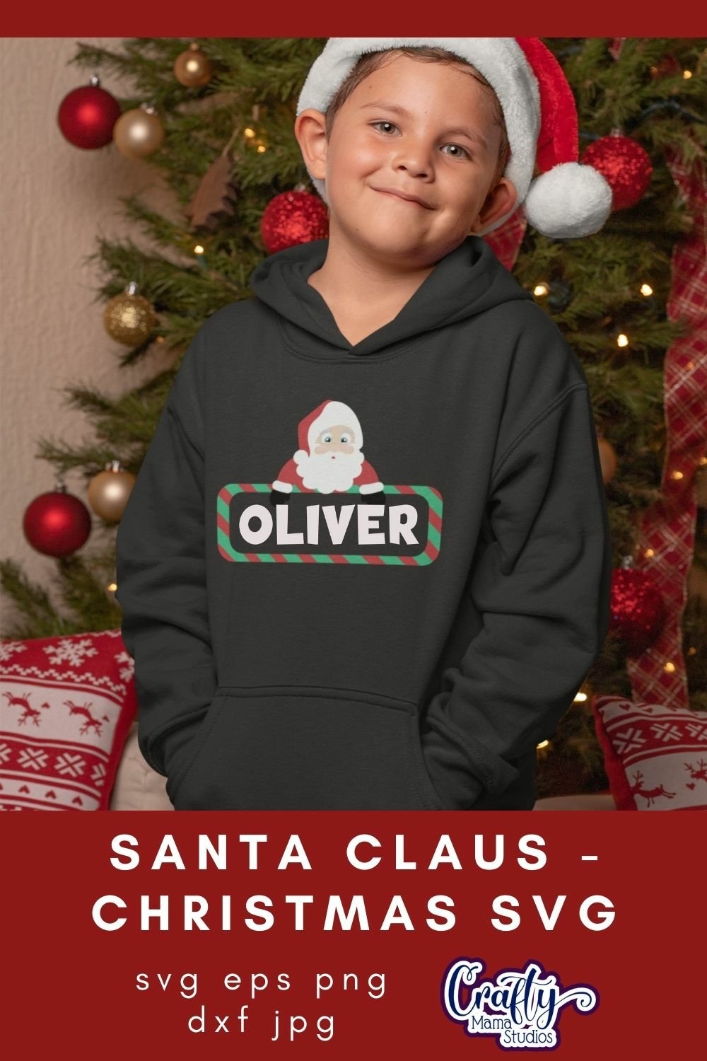 Santa Name Plate Kids Christmas Svg Design For Shirts
