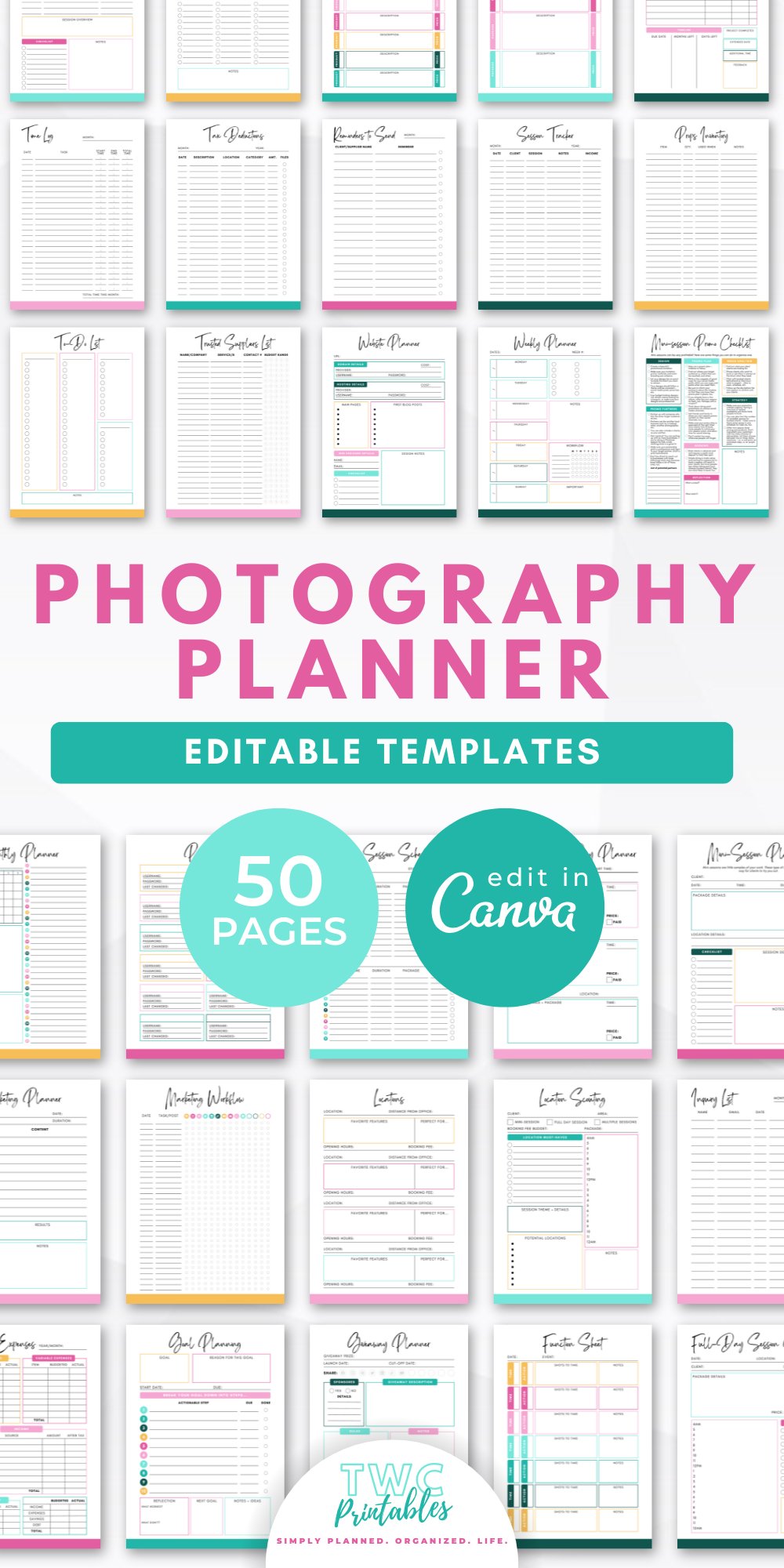 photography planner canva templates