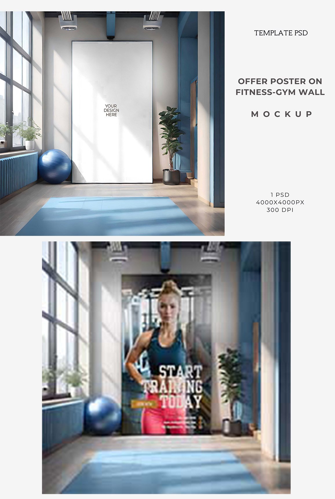 Offer Poster on Fitness-Gym Wall Mockup PSD