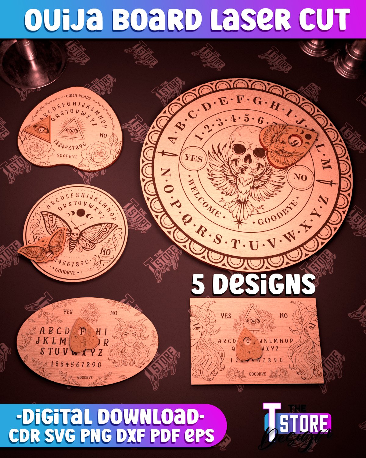 Ouija Board Laser Cut Bundle | Spirit Board Laser Cut Design