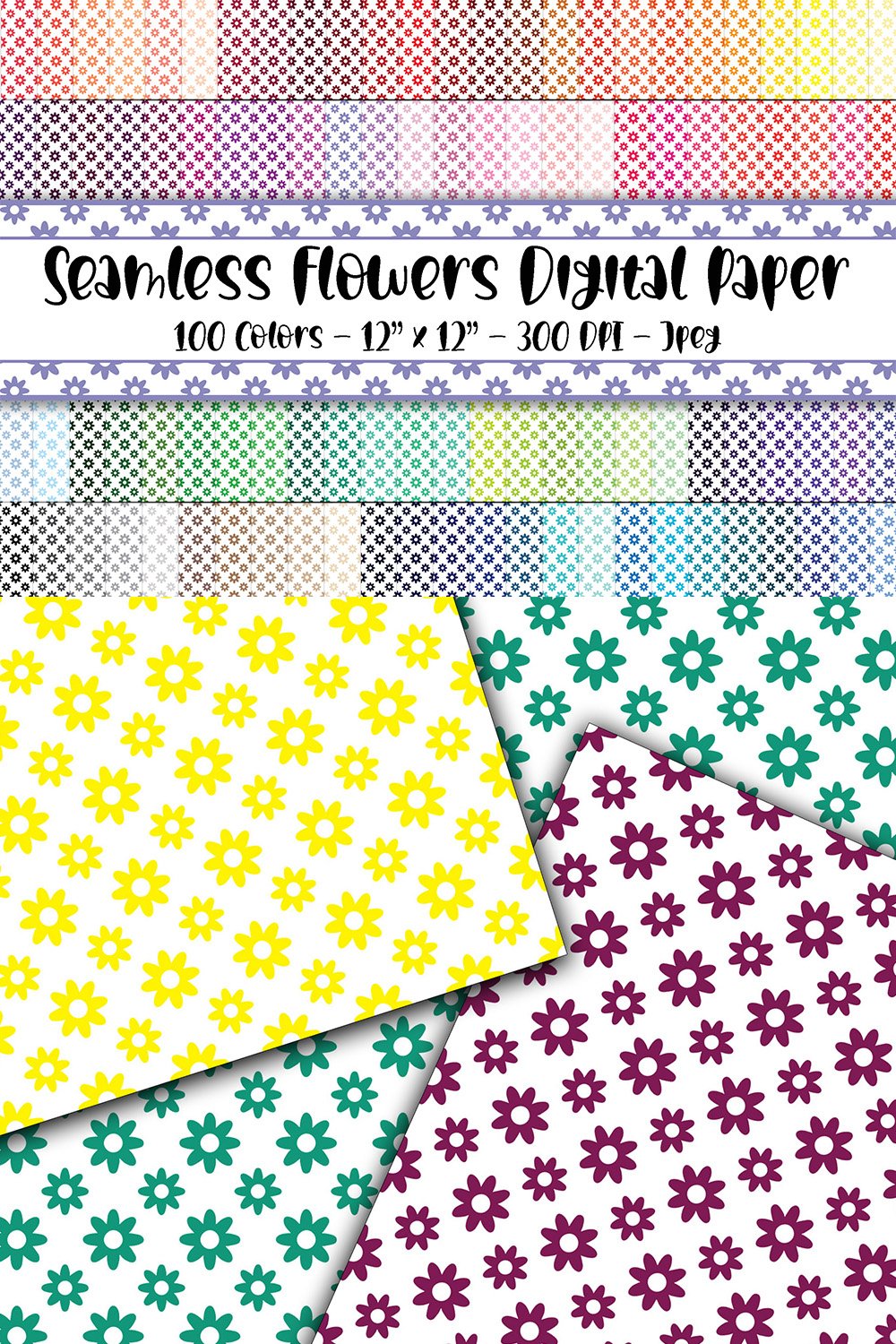 Seamless Flowers Digital Paper - 100 Colors